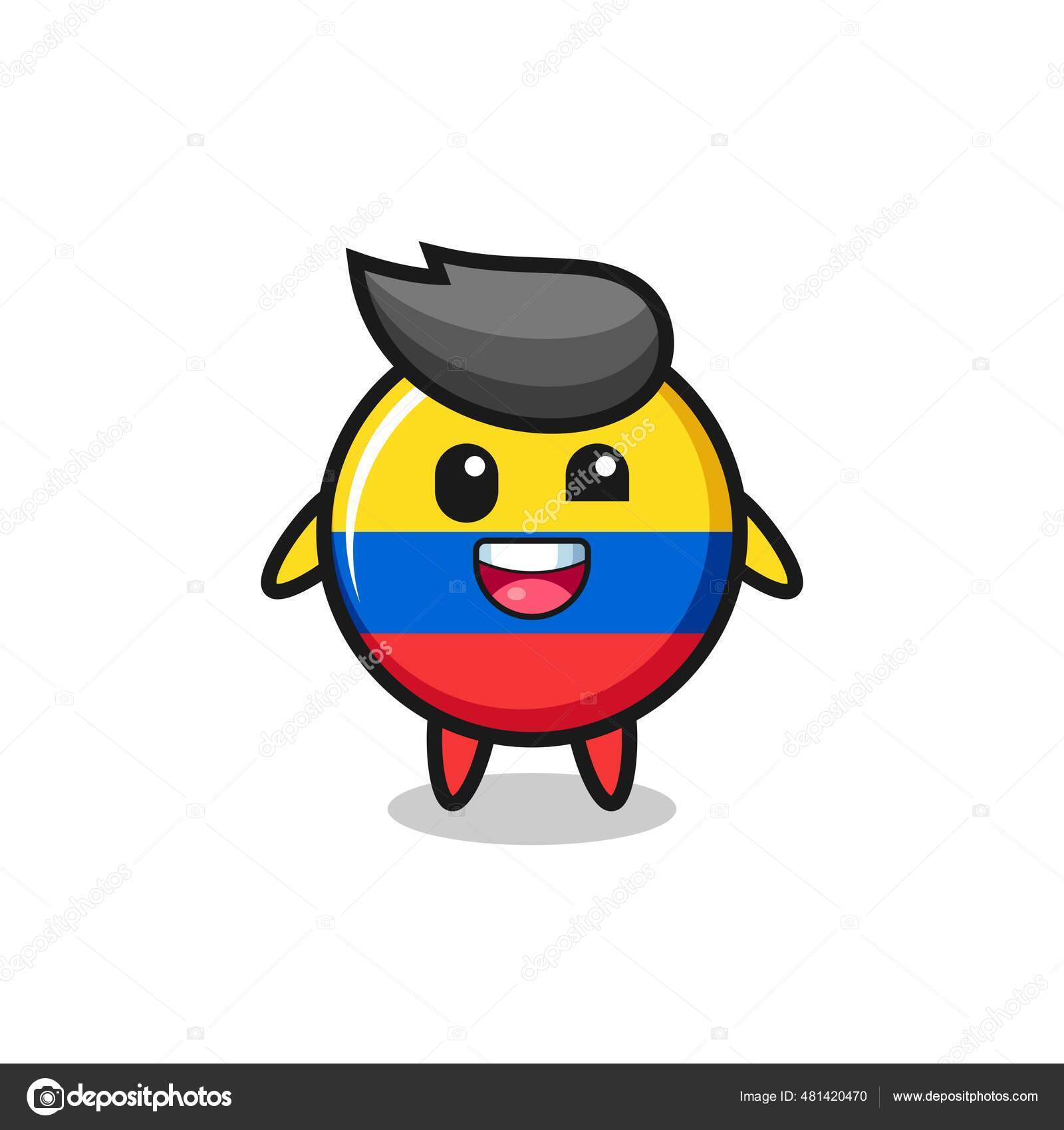 Illustration Colombia Flag Badge Character Awkward Poses Cute Style ...