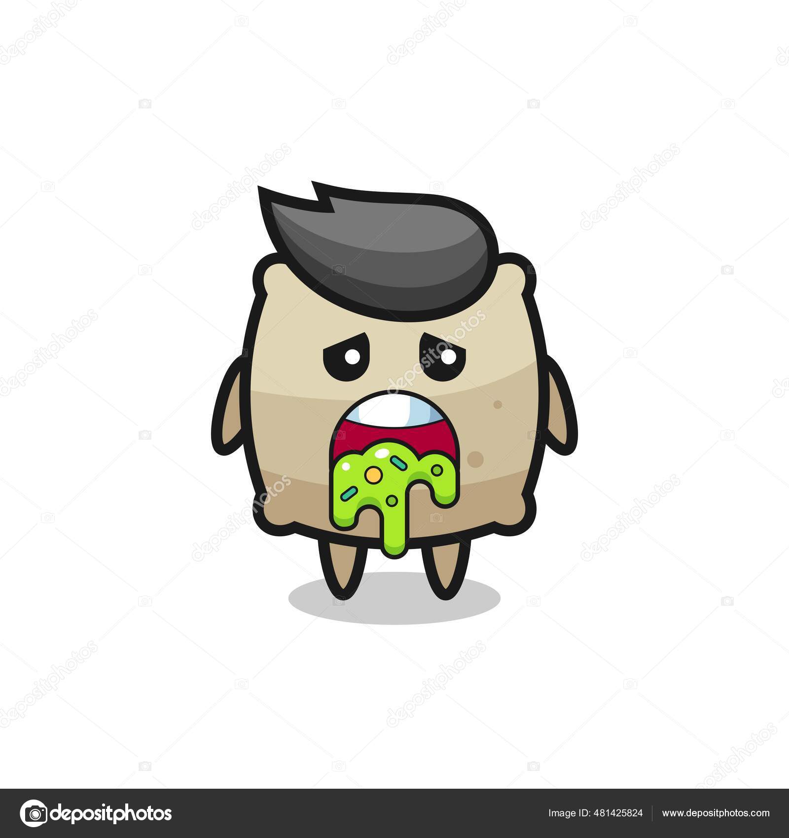 Cute Sack Character Puke Cute Style Design Shirt Sticker Logo Stock ...