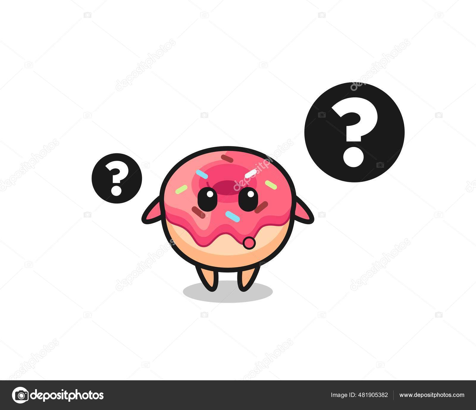 Dibujos Animados Ilustración Donut Con Signo Interrogación Vector de ...