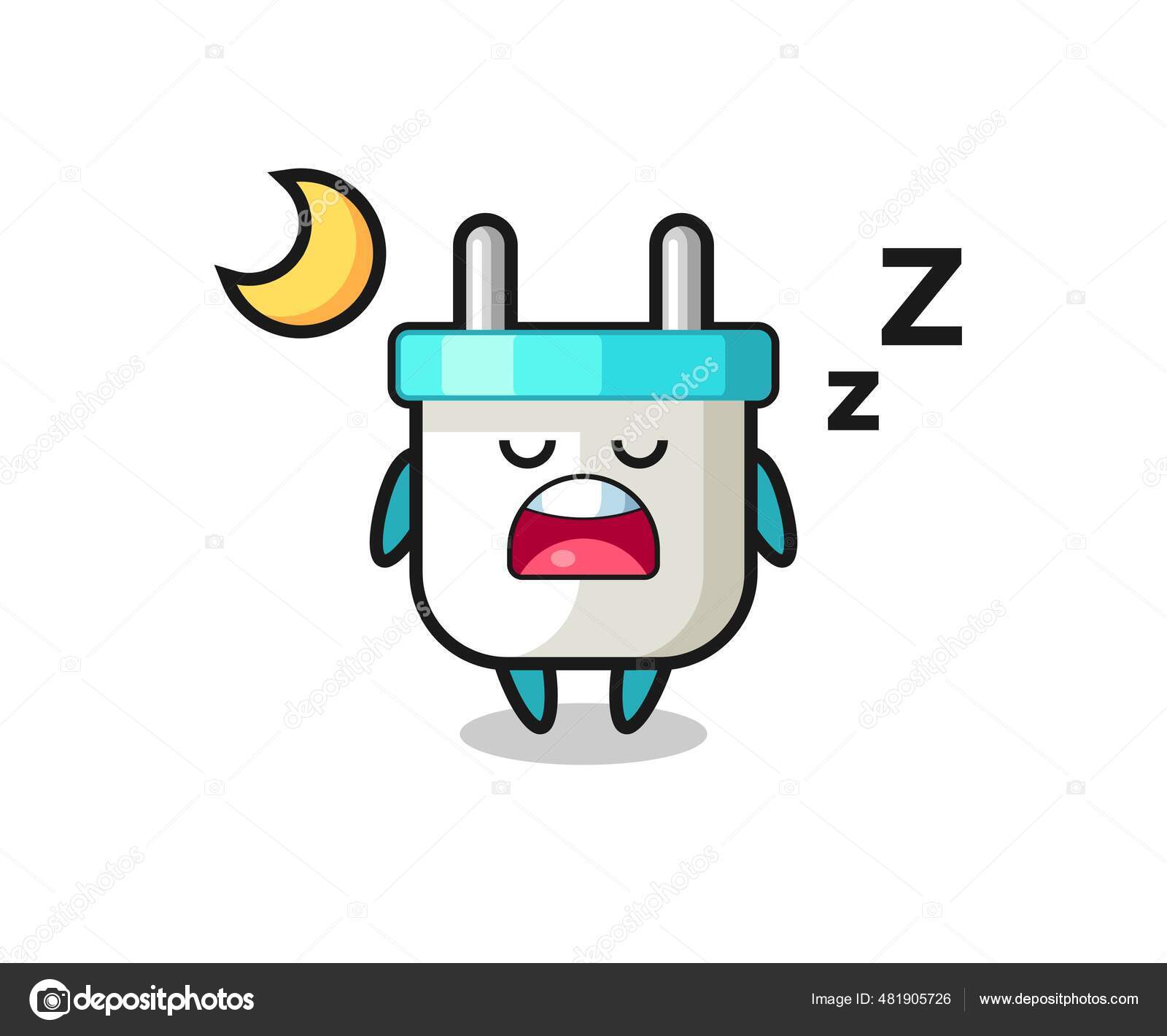Electric Plug Character Illustration Sleeping Night Stock Vector by ...
