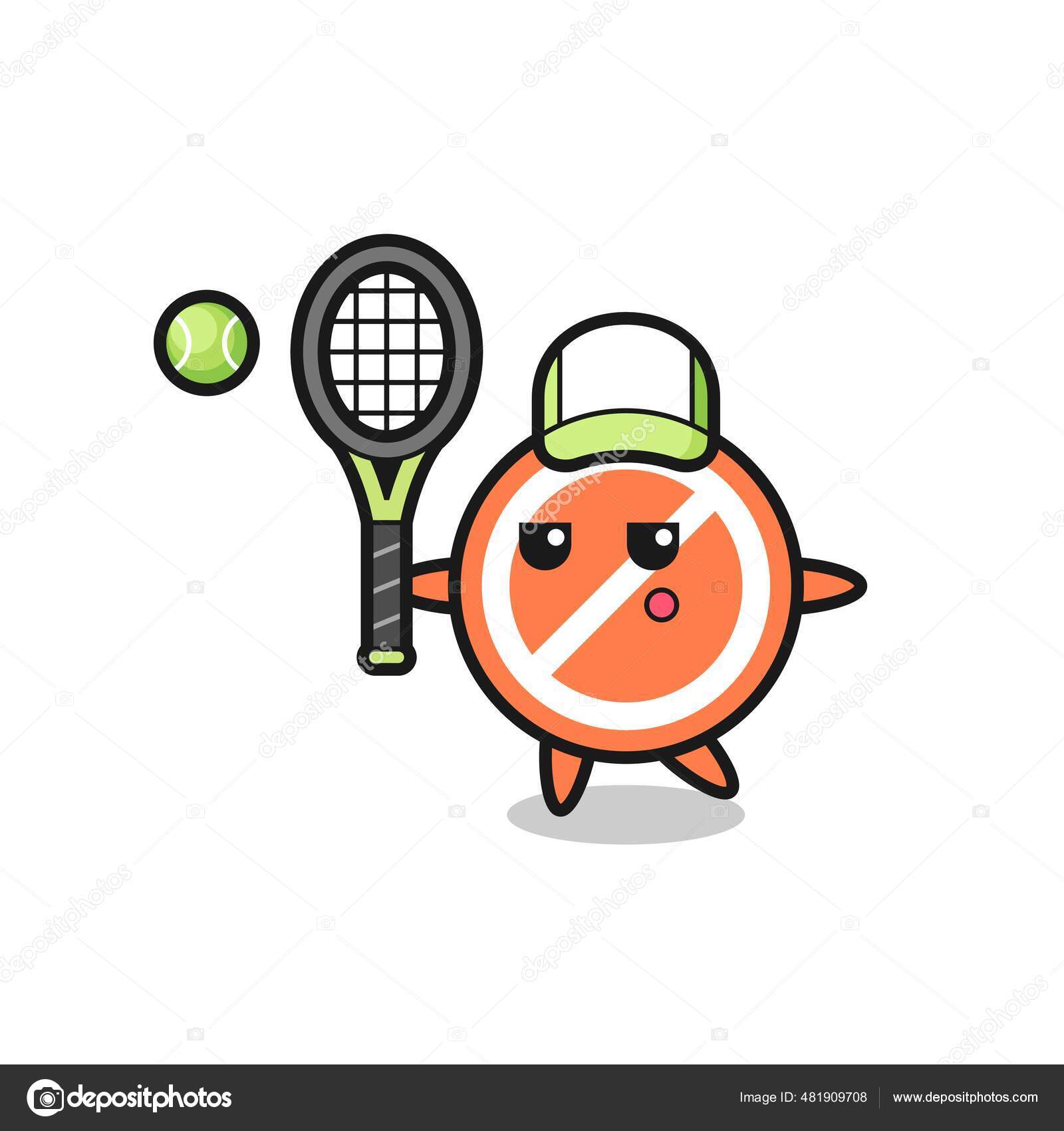 Cartoon Character Stop Sign Tennis Player Cute Style Design Shirt Stock ...