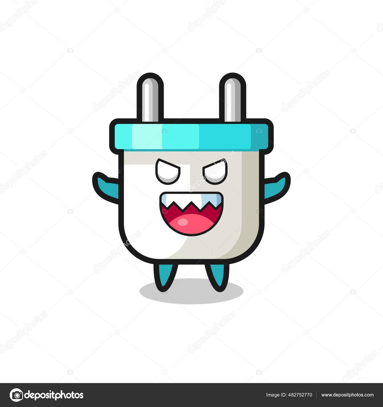 Illustration Evil Electric Plug Mascot Character Cute Style Design ...