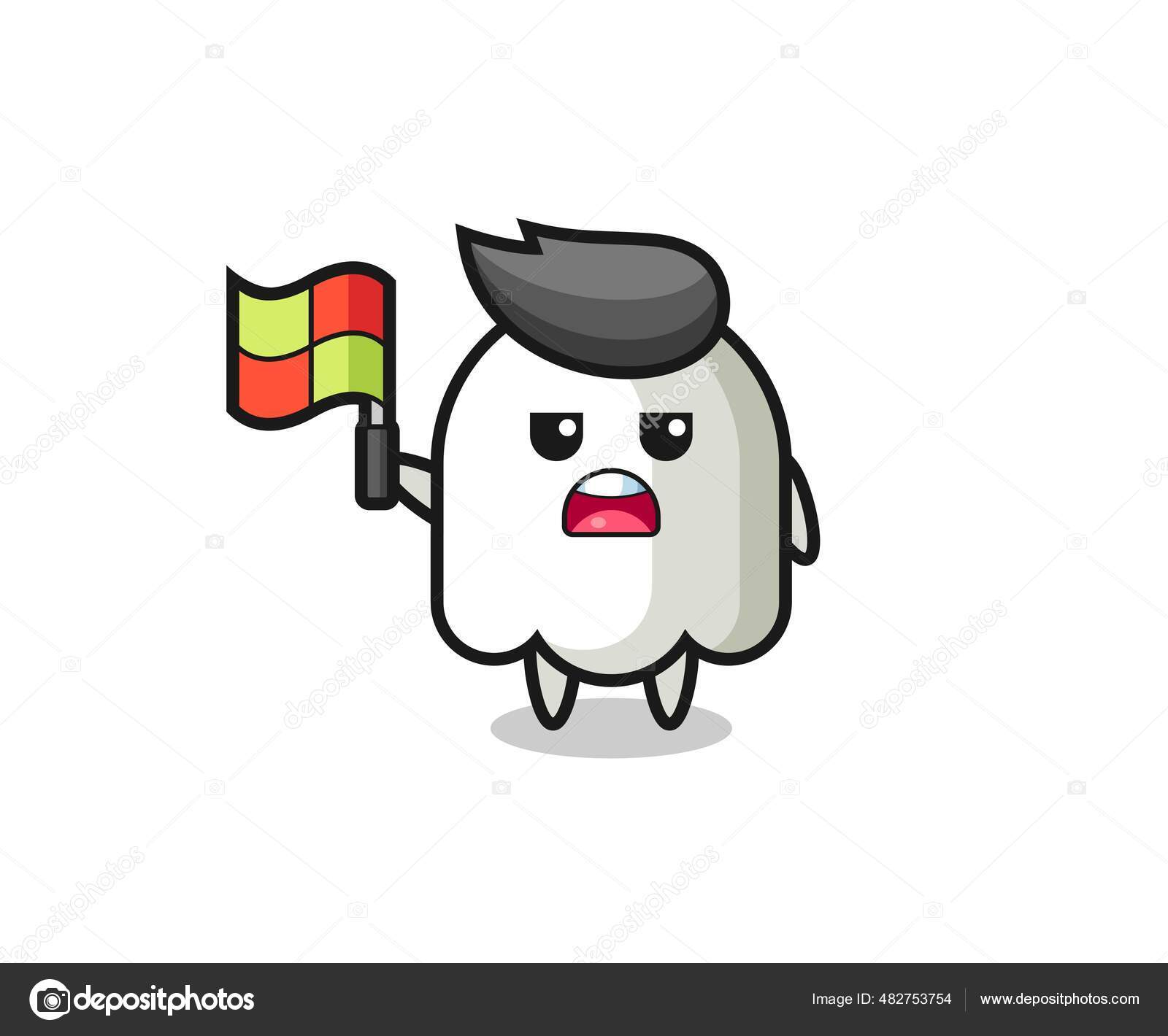 Ghost Character Line Judge Putting Flag Cute Style Design Shirt Stock ...