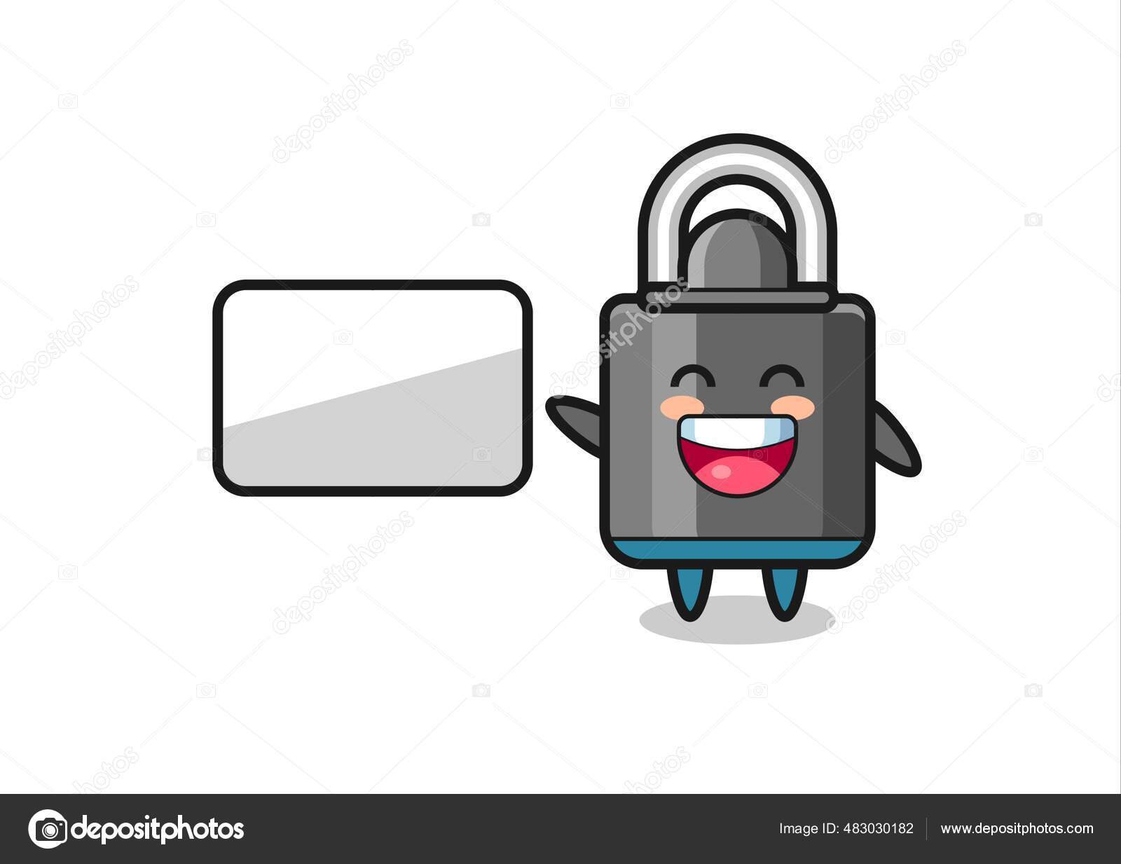 Ilustración Dibujos Animados Candado Haciendo Una Presentación Lindo ...