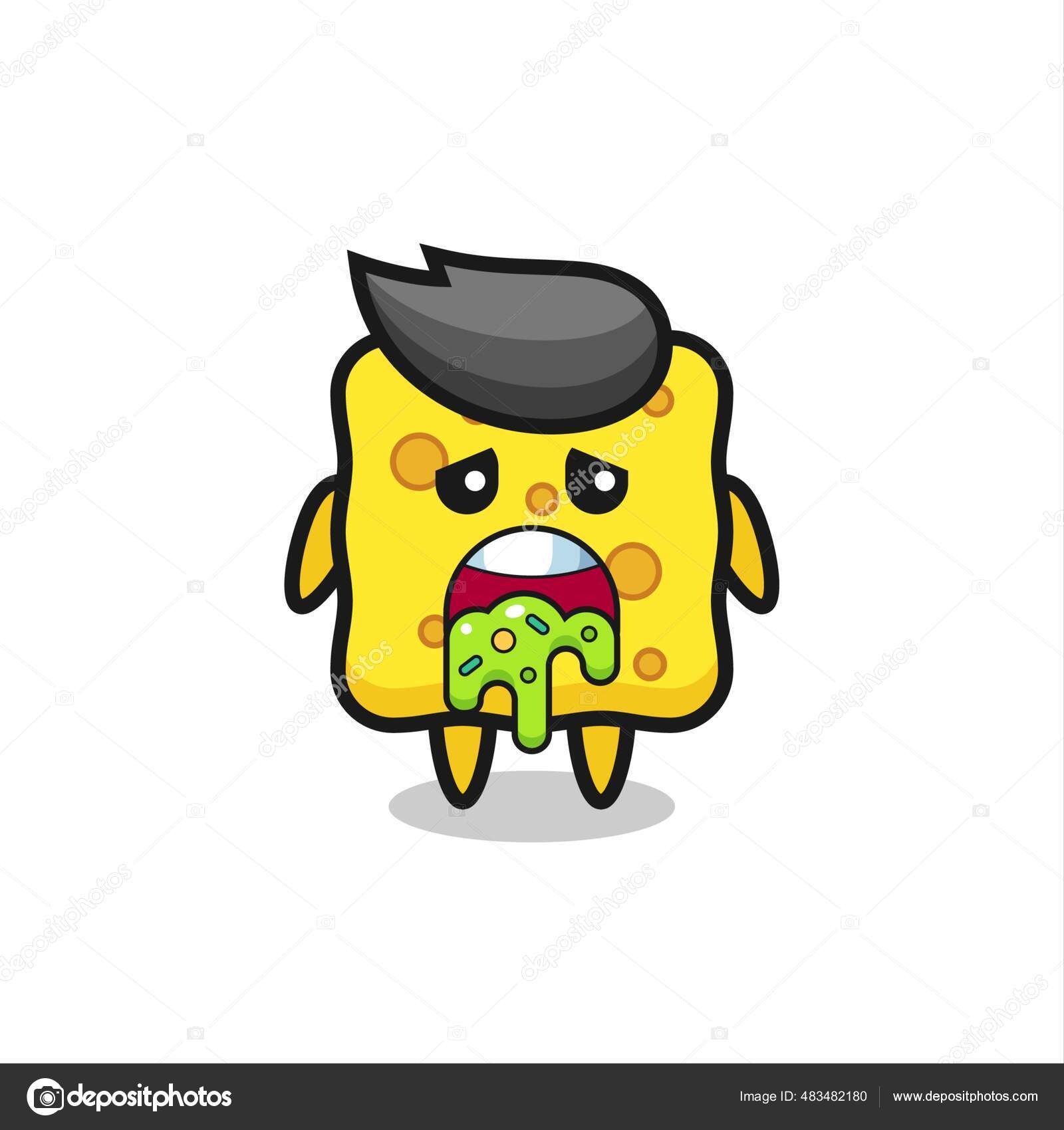 Cute Sponge Character Puke Cute Style Design Shirt Sticker Logo Stock ...