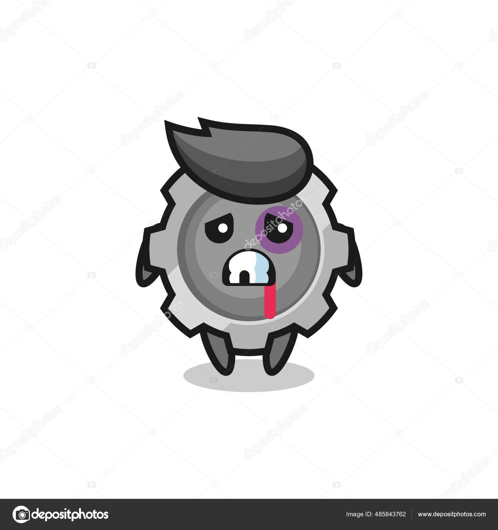 Injured Gear Character Bruised Face Cute Style Design Shirt Sticker ...