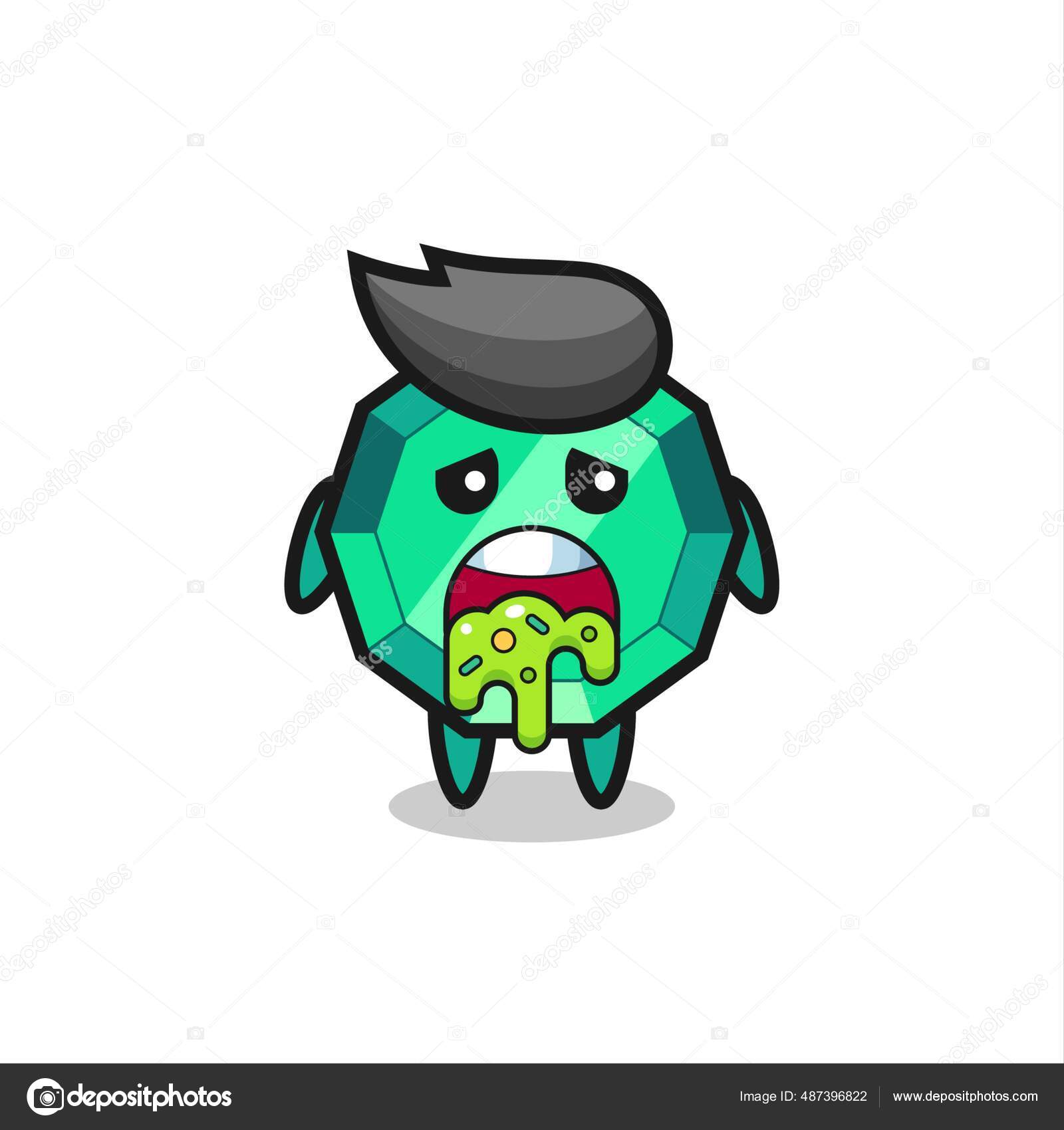 Cute Emerald Gemstone Character Puke Cute Style Design Shirt Sticker ...