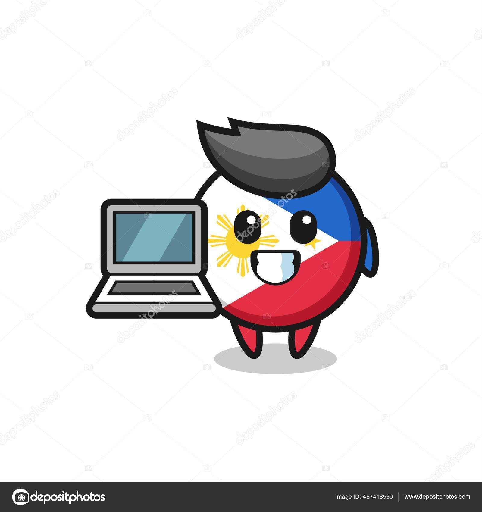 Mascot Illustration Philippines Flag Badge Laptop Cute Style Design ...