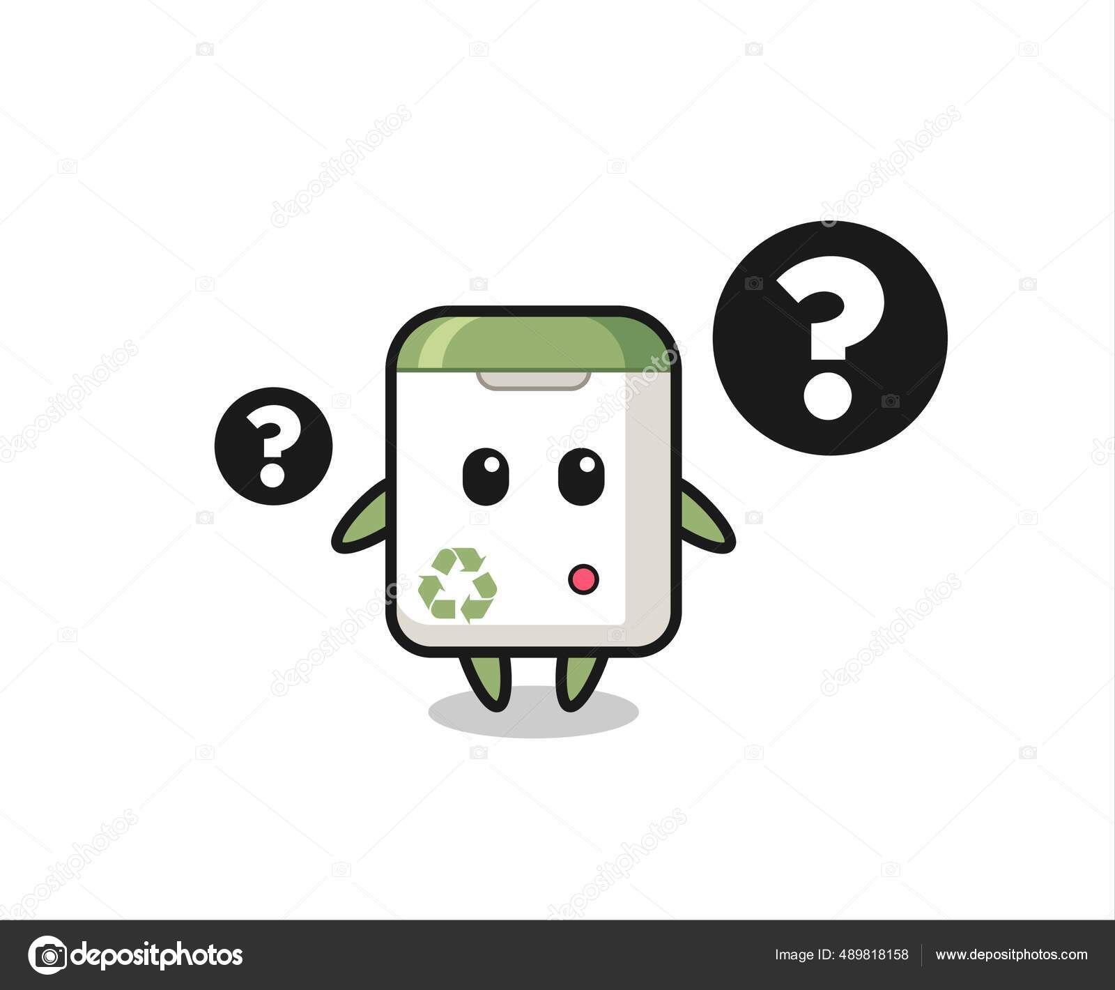 Cartoon Illustration Trash Can Question Mark Cute Style Design Shirt ... Cartoon Illustration Trash Can Question Mark Cute Style Design Shirt ...