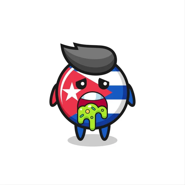 Cuba Flag Badge Cartoon Character Doing Wave Hand Gesture Cute Stock ...