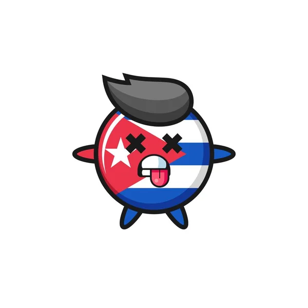 Cuba Flag Badge Cartoon Character Doing Wave Hand Gesture Cute Stock ...