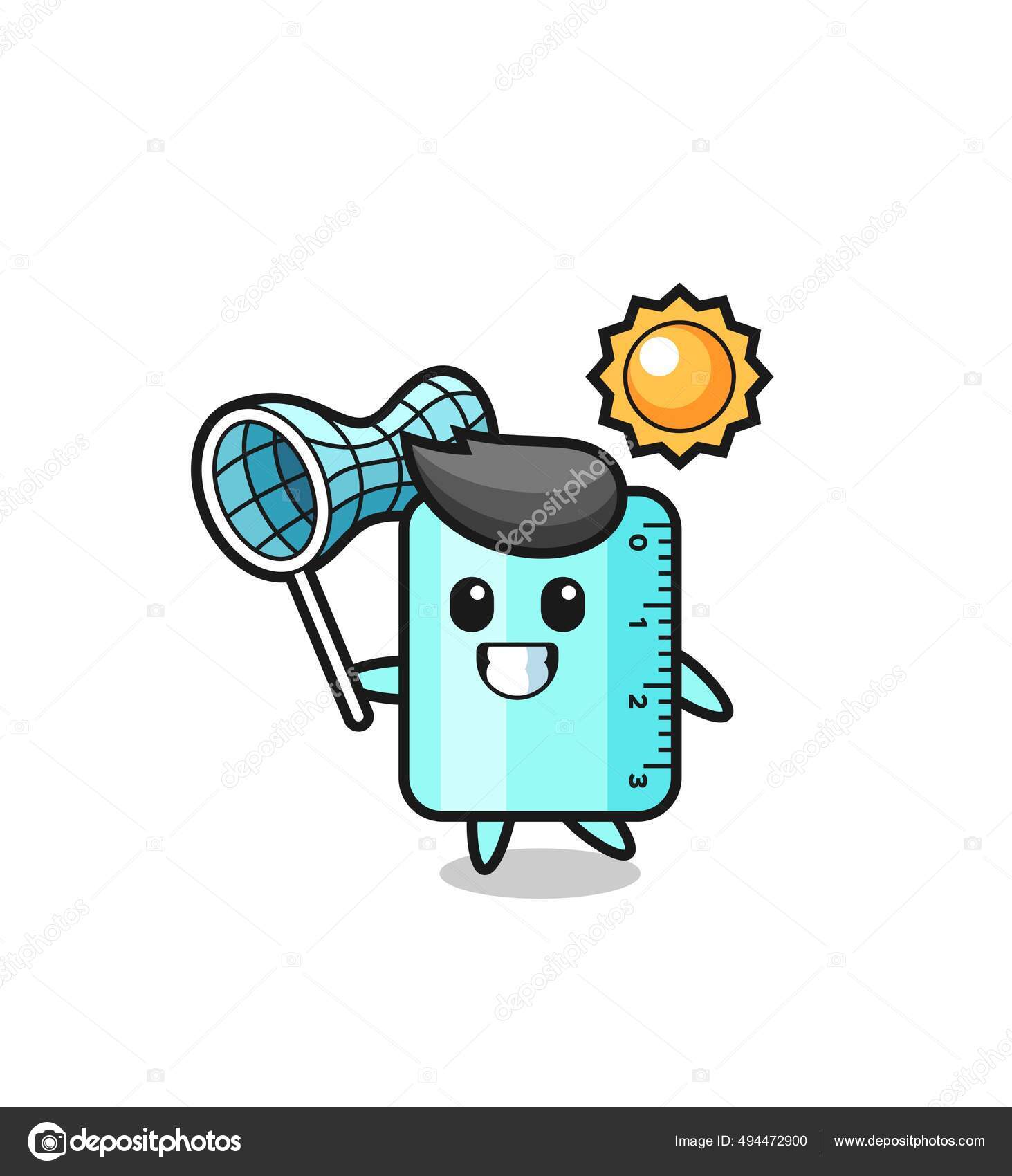 Ruller Mascot Illustration Catching Butterfly Cute Style Design Shirt ...