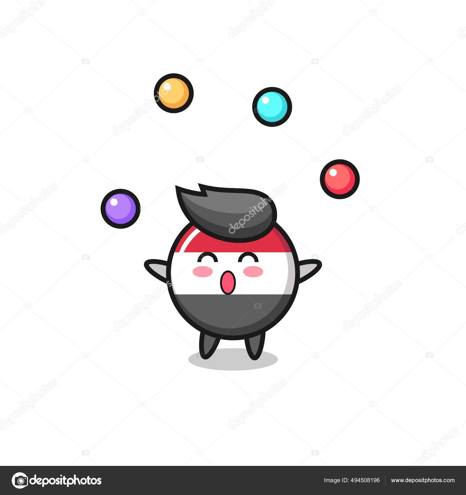 Yemen Flag Badge Circus Cartoon Juggling Ball Cute Style Design Stock ...