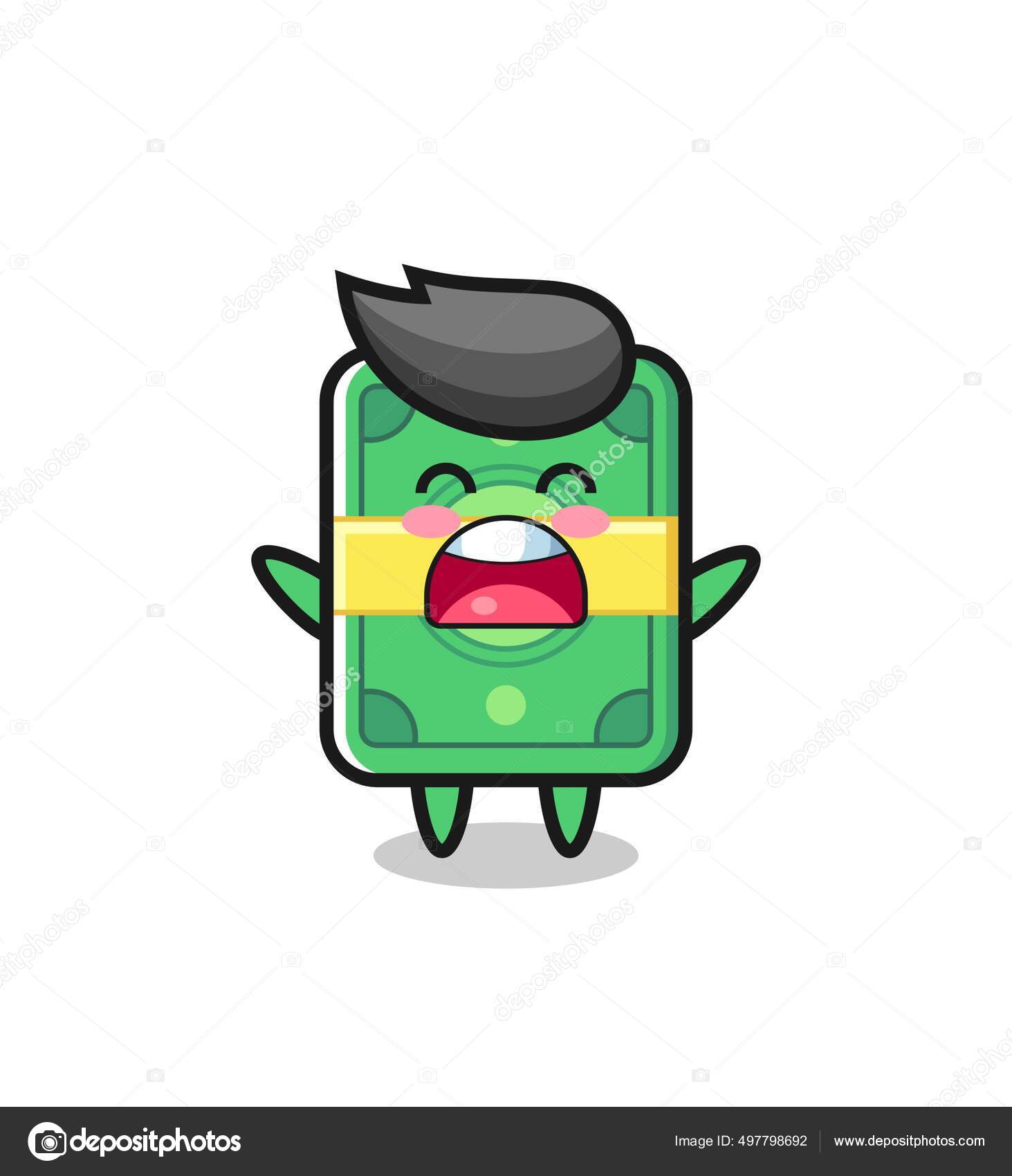 Cute Money Mascot Yawn Expression Cute Style Design Shirt Sticker Stock ...