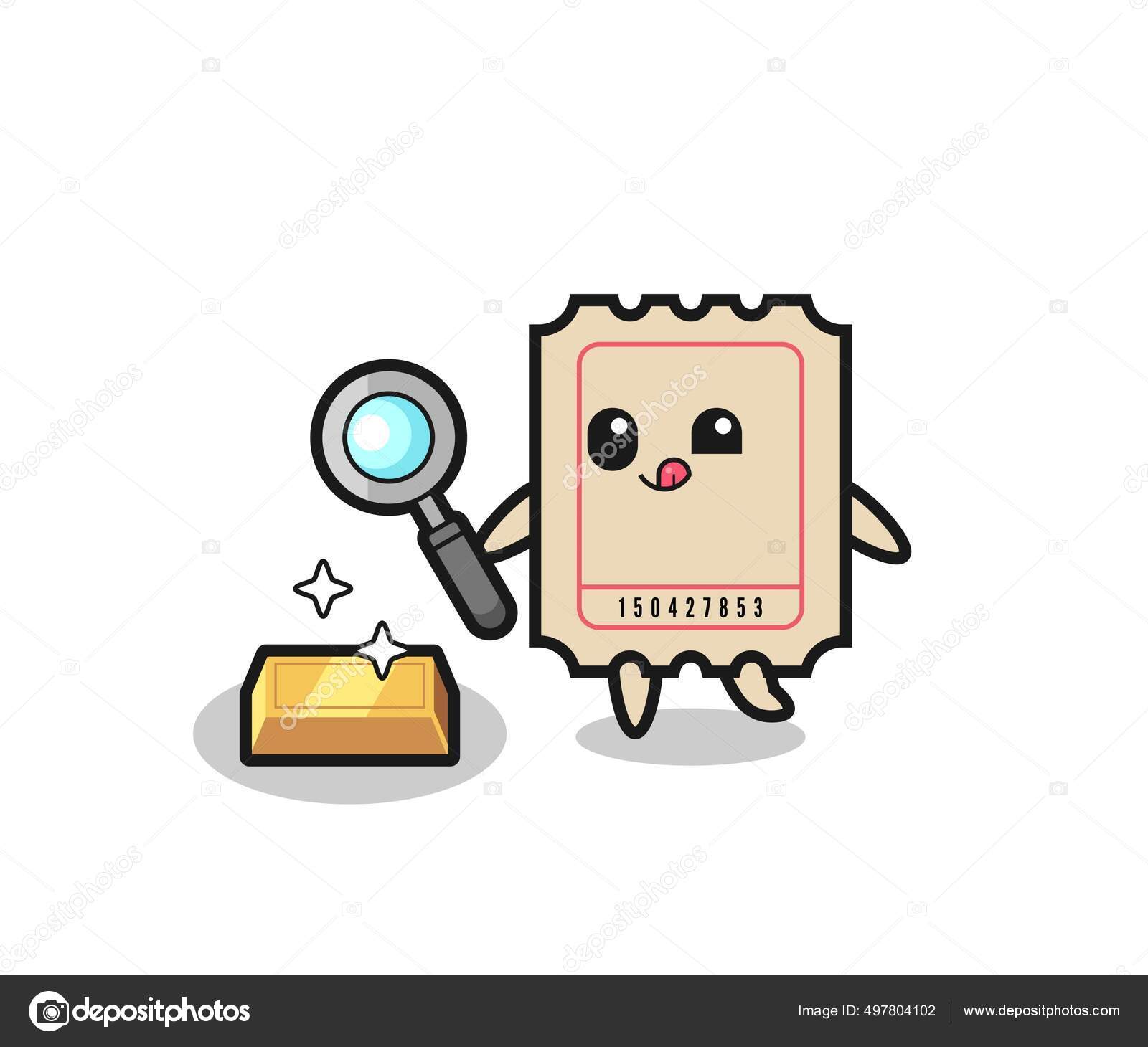 Ticket Character Checking Authenticity Gold Bullion Cute Style Design ...