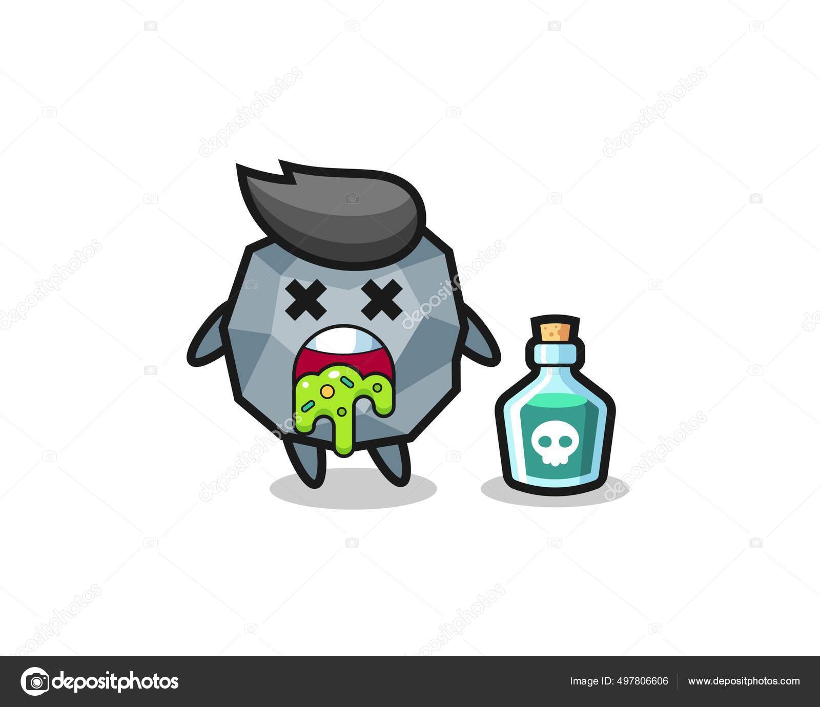 Illustration Stone Character Vomiting Due Poisoning Cute Style Design ...