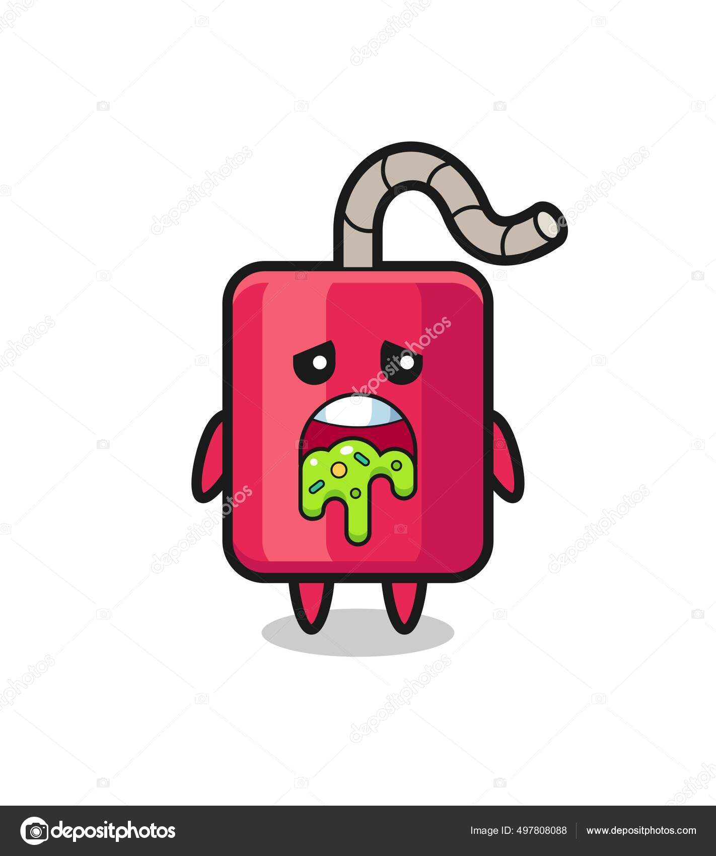 Cute Dynamite Character Puke Cute Style Design Shirt Sticker Logo Stock ...