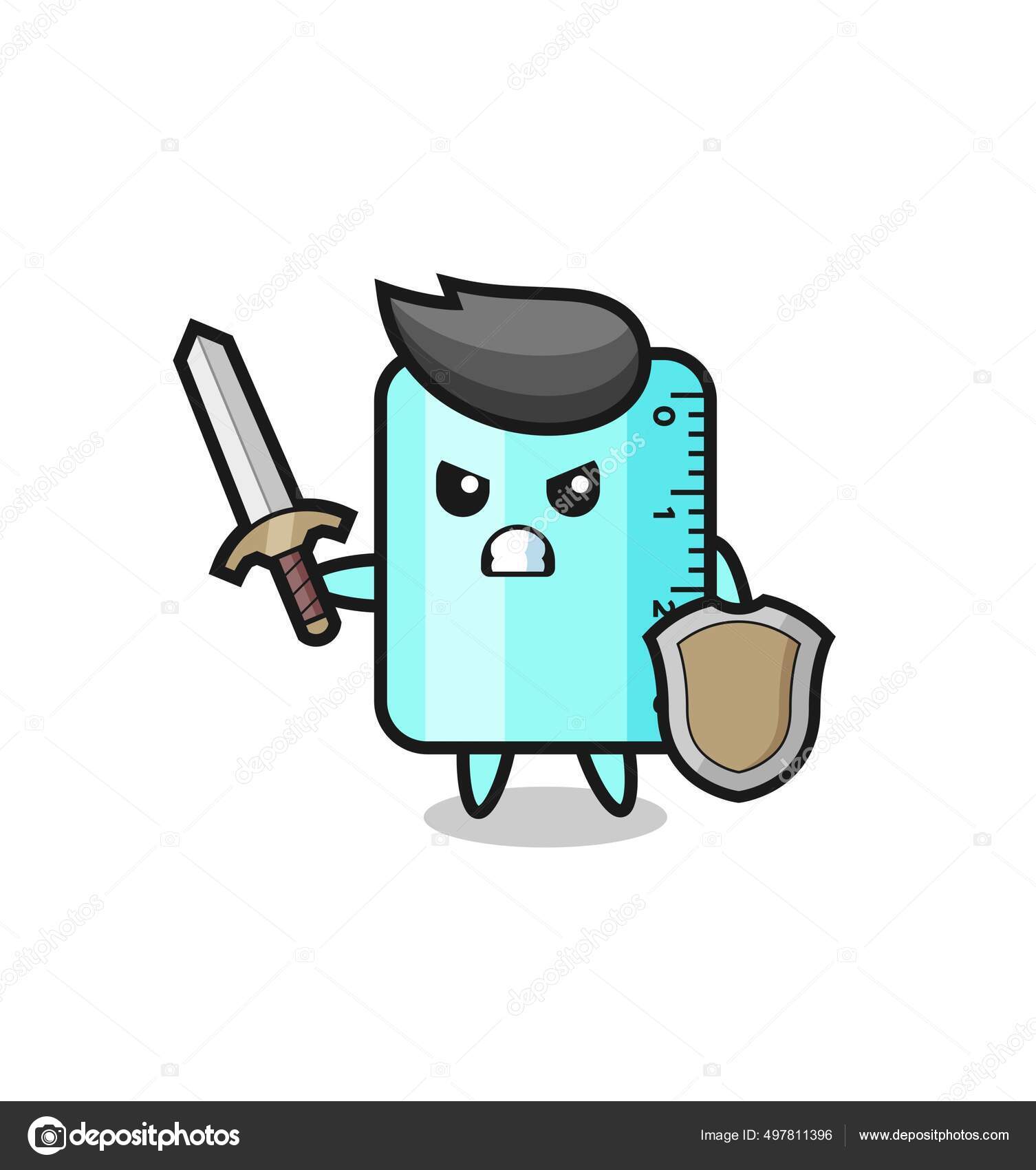 Cute Ruler Soldier Fighting Sword Shield Cute Style Design Shirt Stock ...