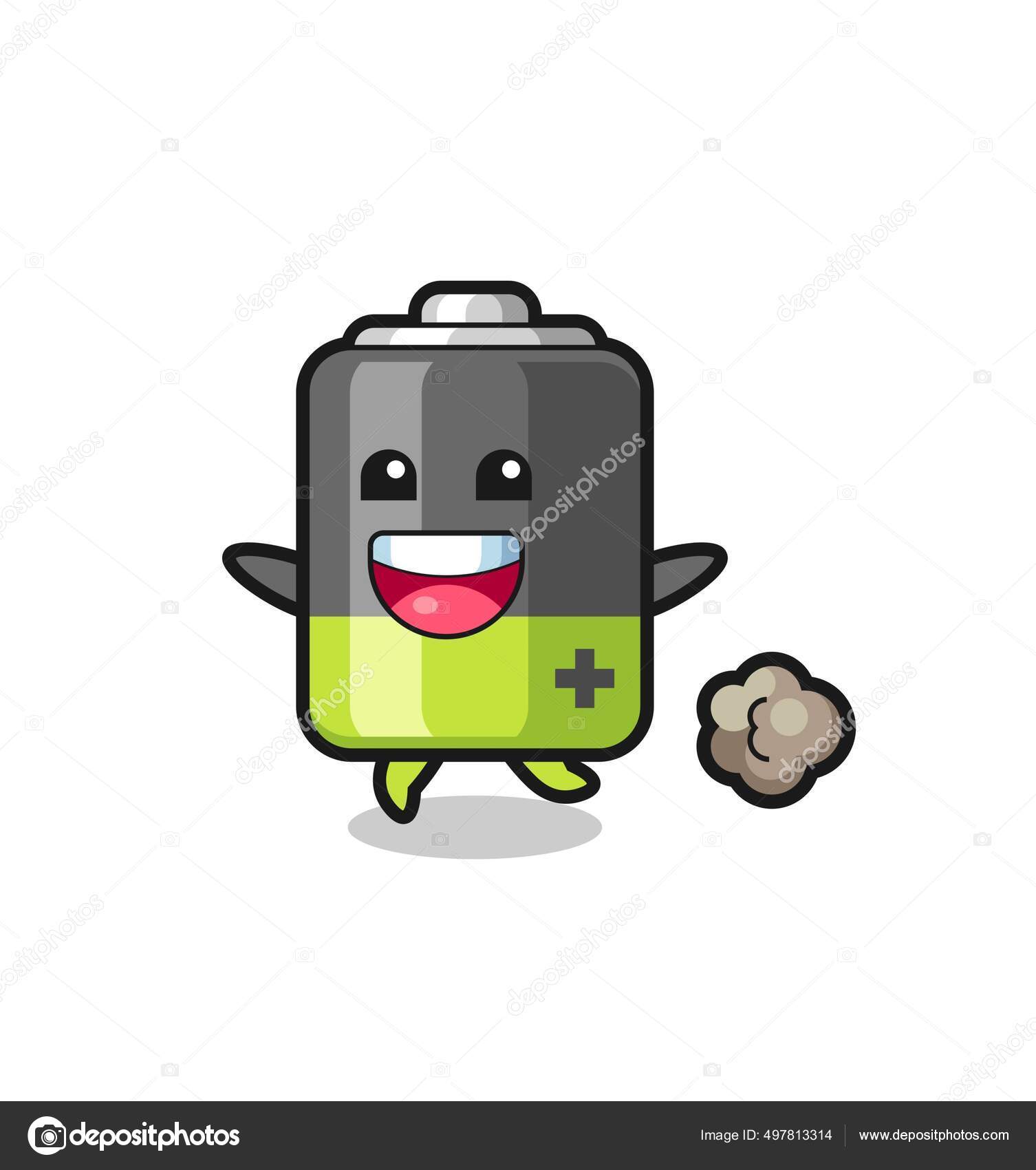 Happy Battery Cartoon Running Pose Cute Style Design Shirt Sticker ...