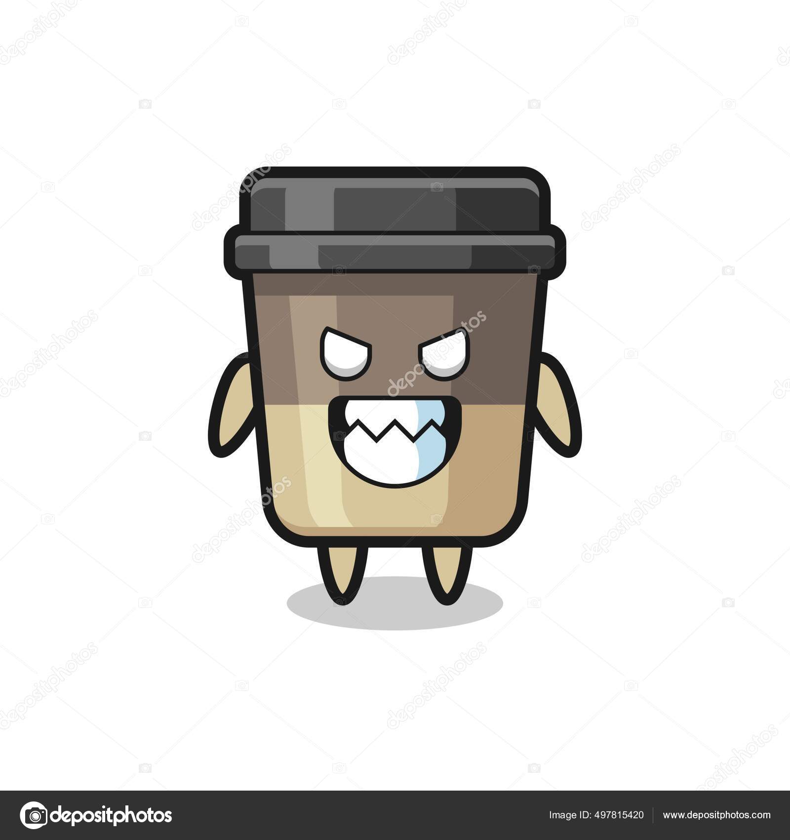 Evil Expression Coffee Cup Cute Mascot Character Cute Style Design ...