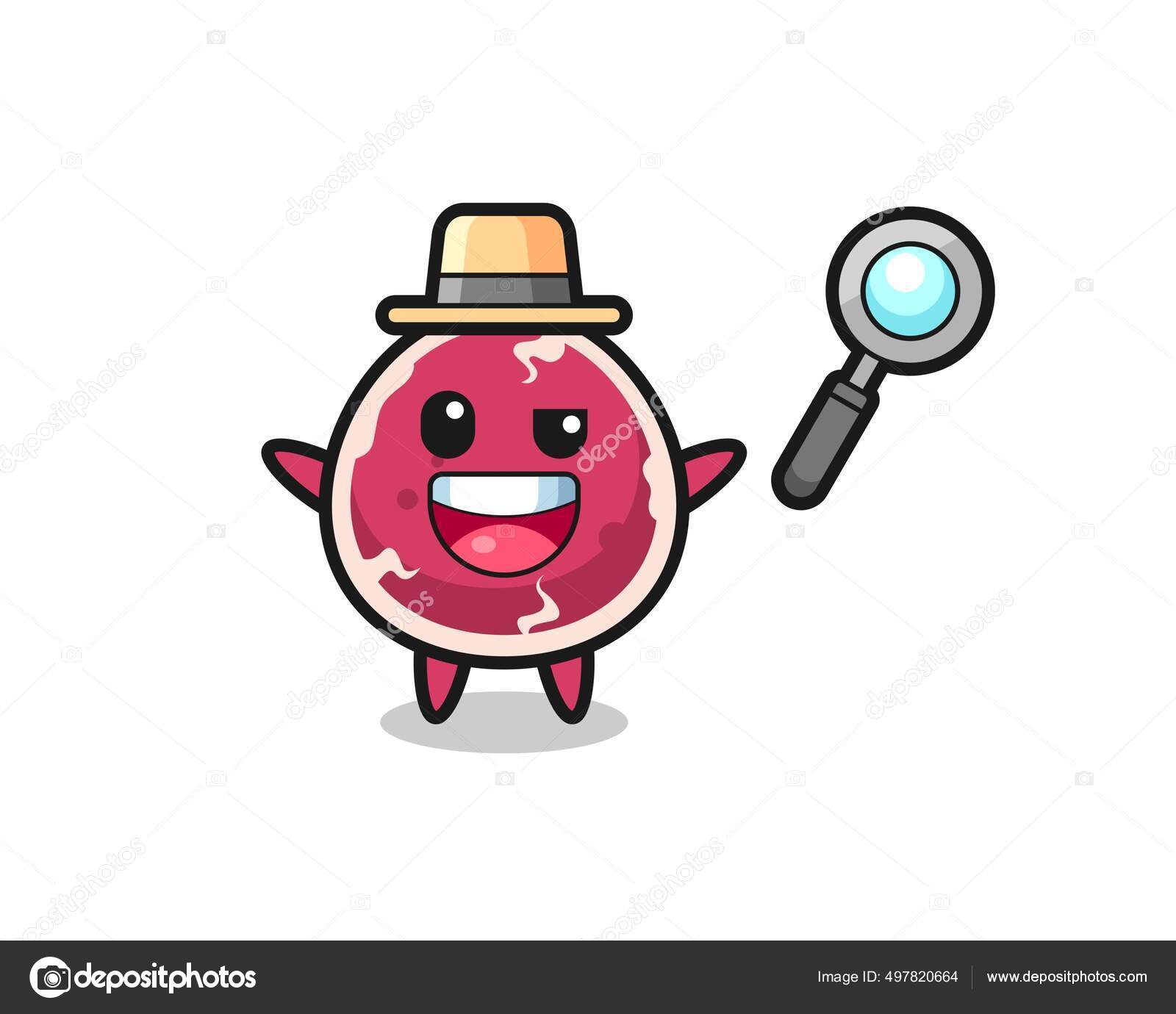 Illustration Beef Mascot Detective Who Manages Solve Case Cute Style ...