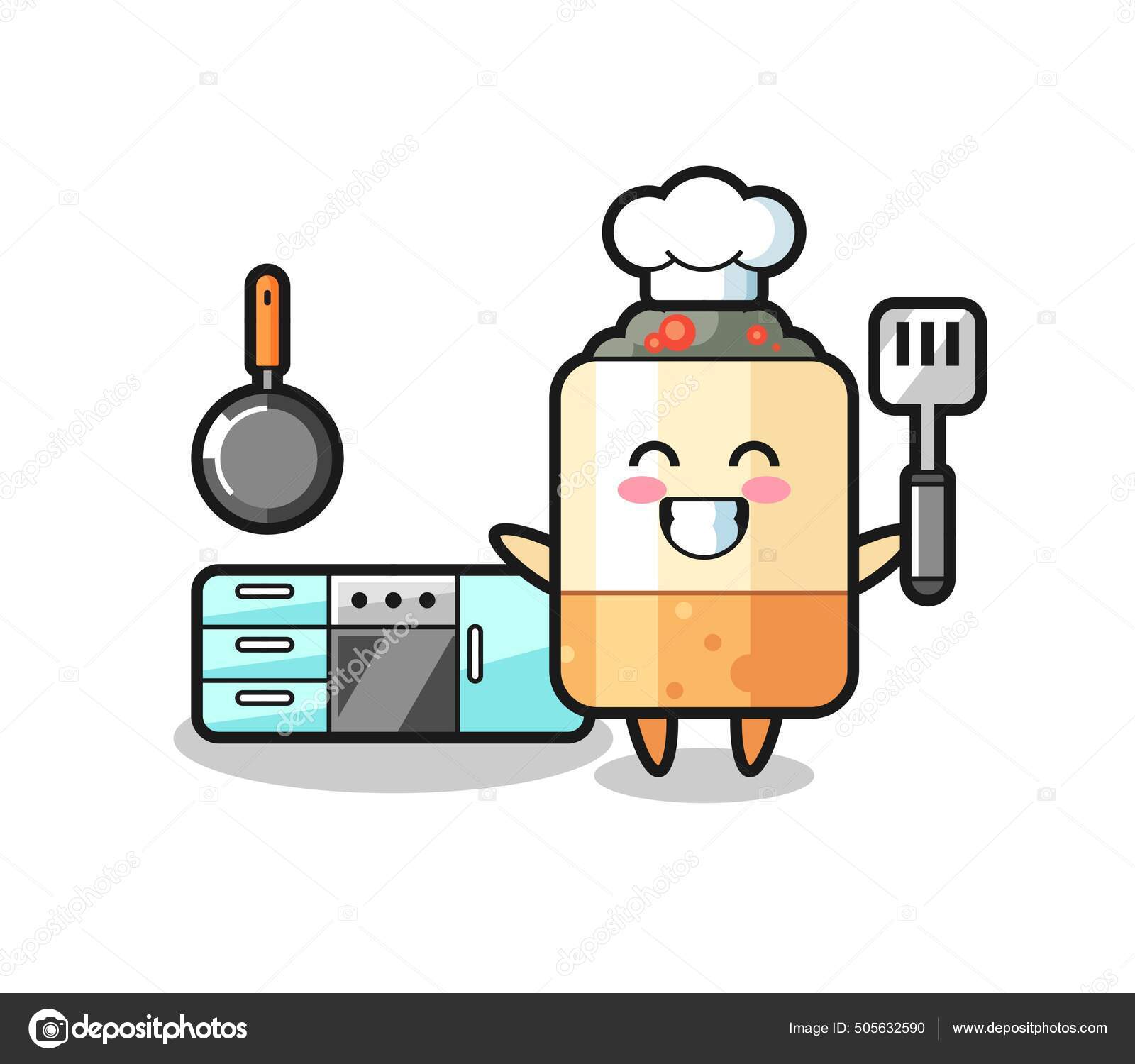 Cigarette Character Illustration Chef Cooking Cute Design Stock Vector ...