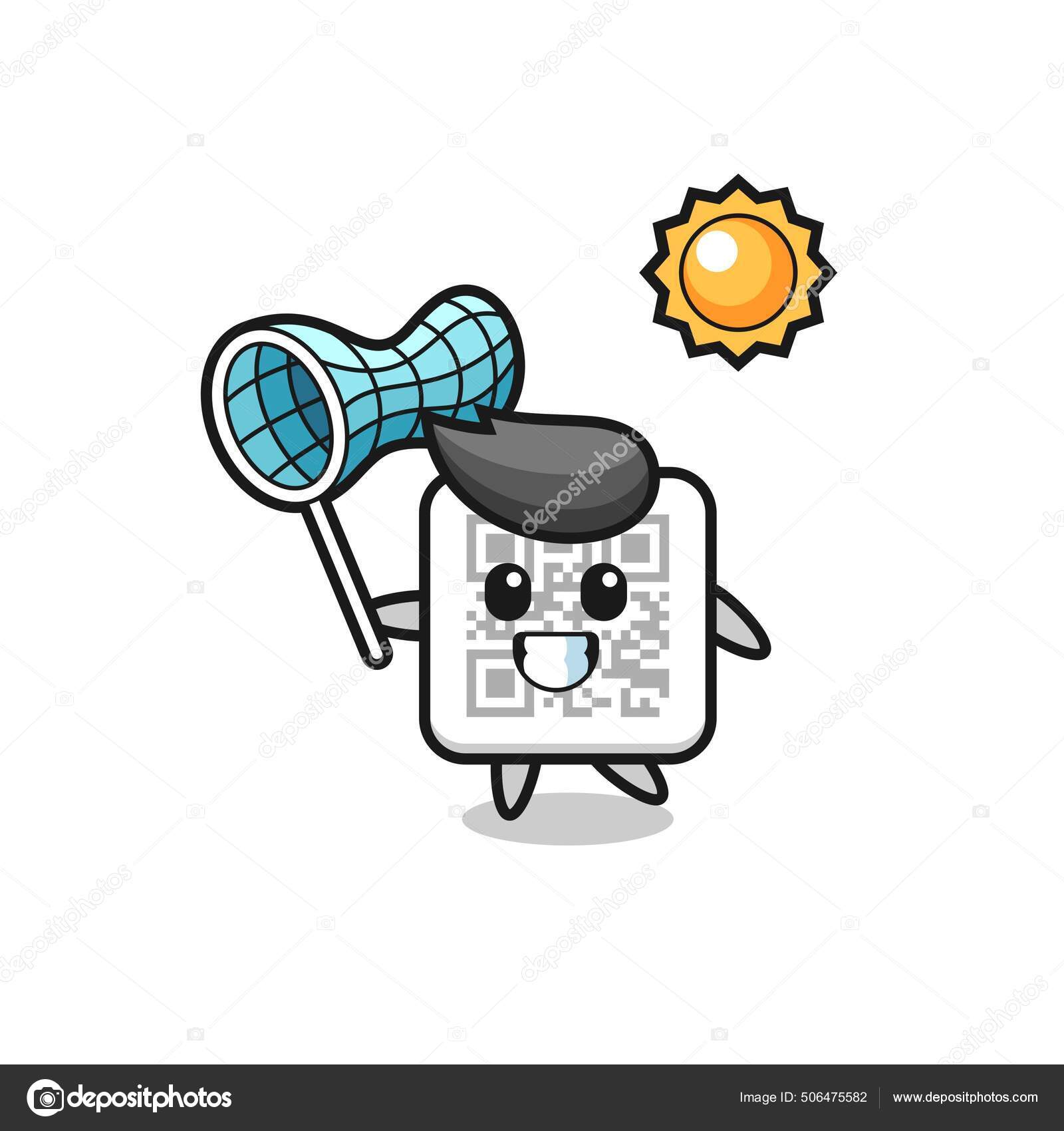 Code Mascot Illustration Catching Butterfly Cute Design Stock Vector ...