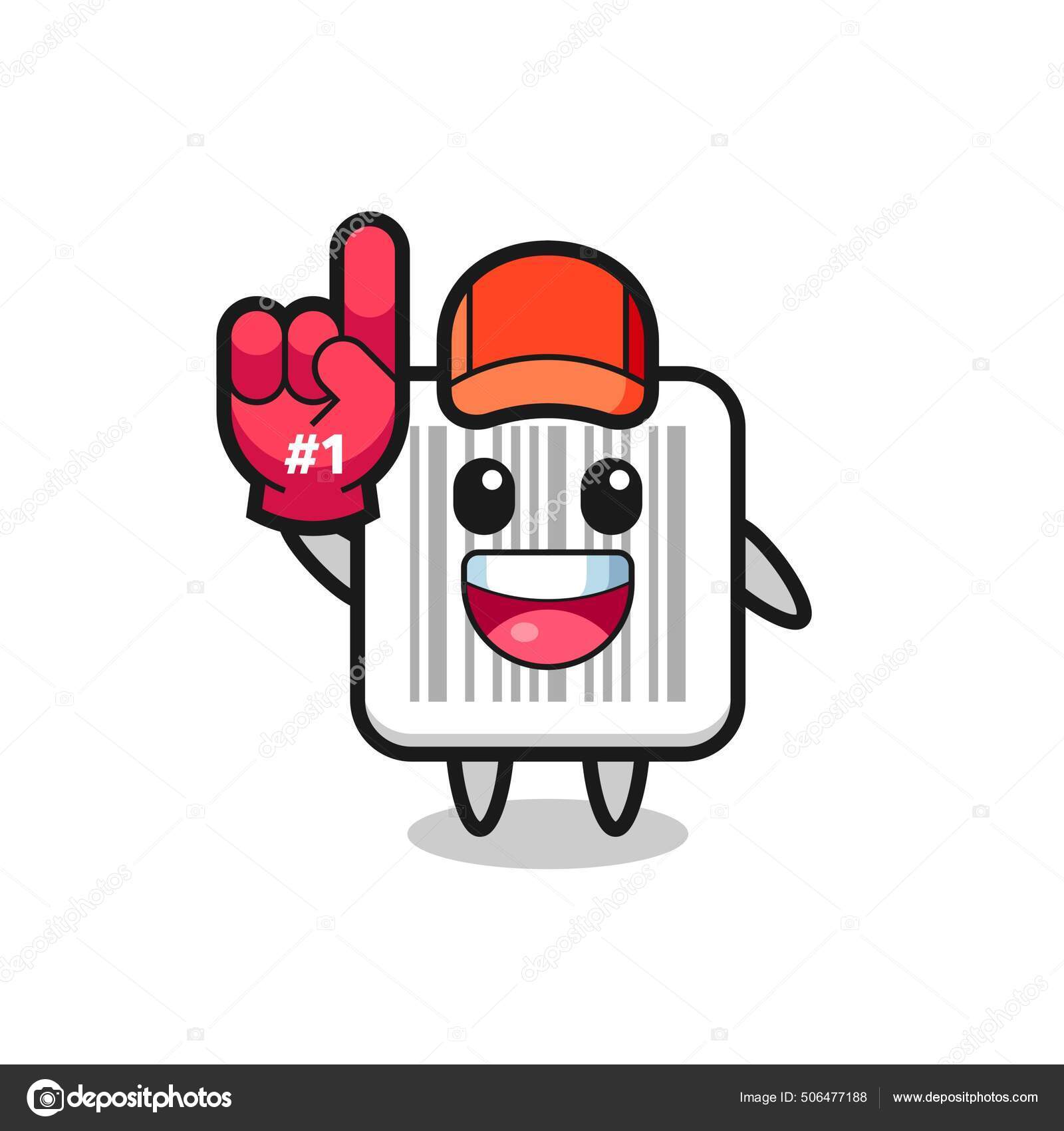 Barcode Illustration Cartoon Number Fans Glove Cute Design Stock Vector ...