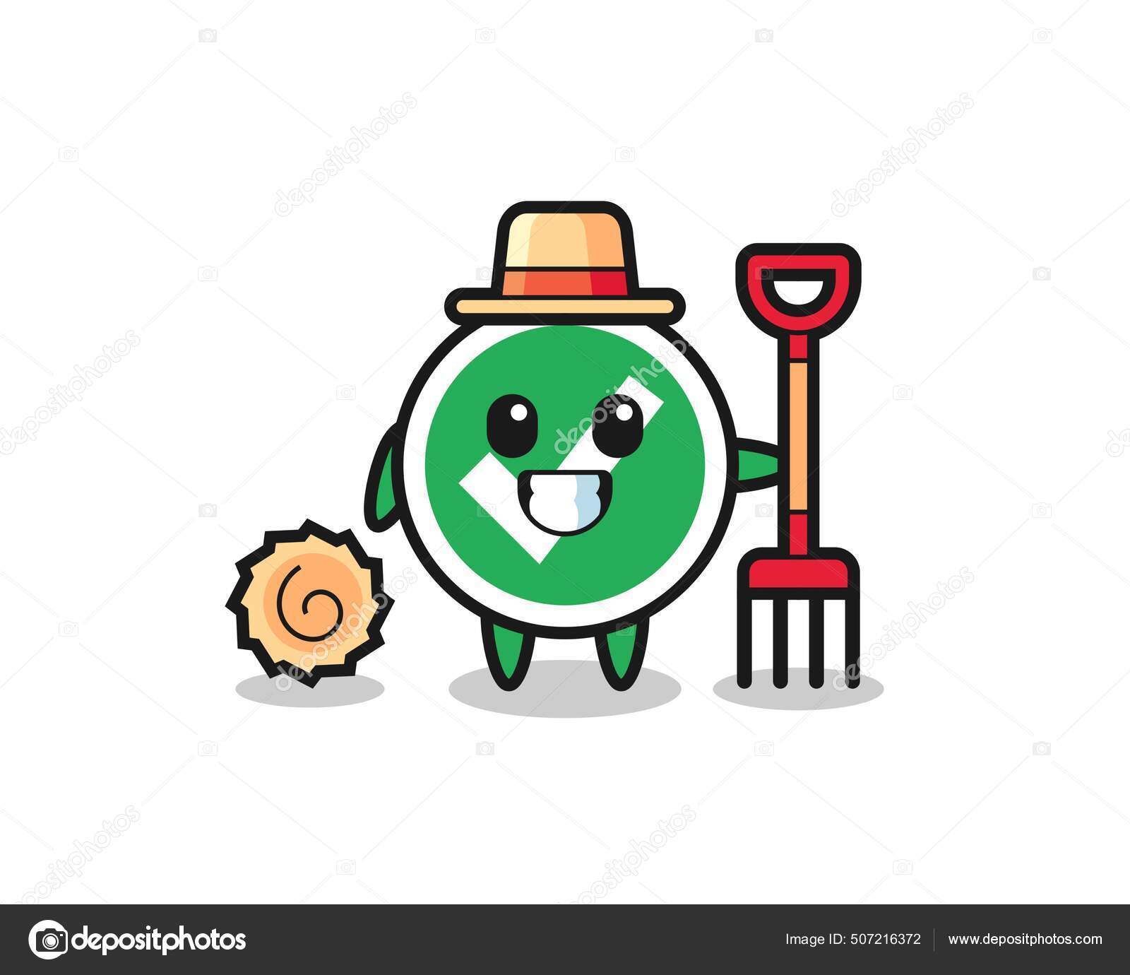 Mascot Character Check Mark Farmer Cute Design Stock Vector by ...