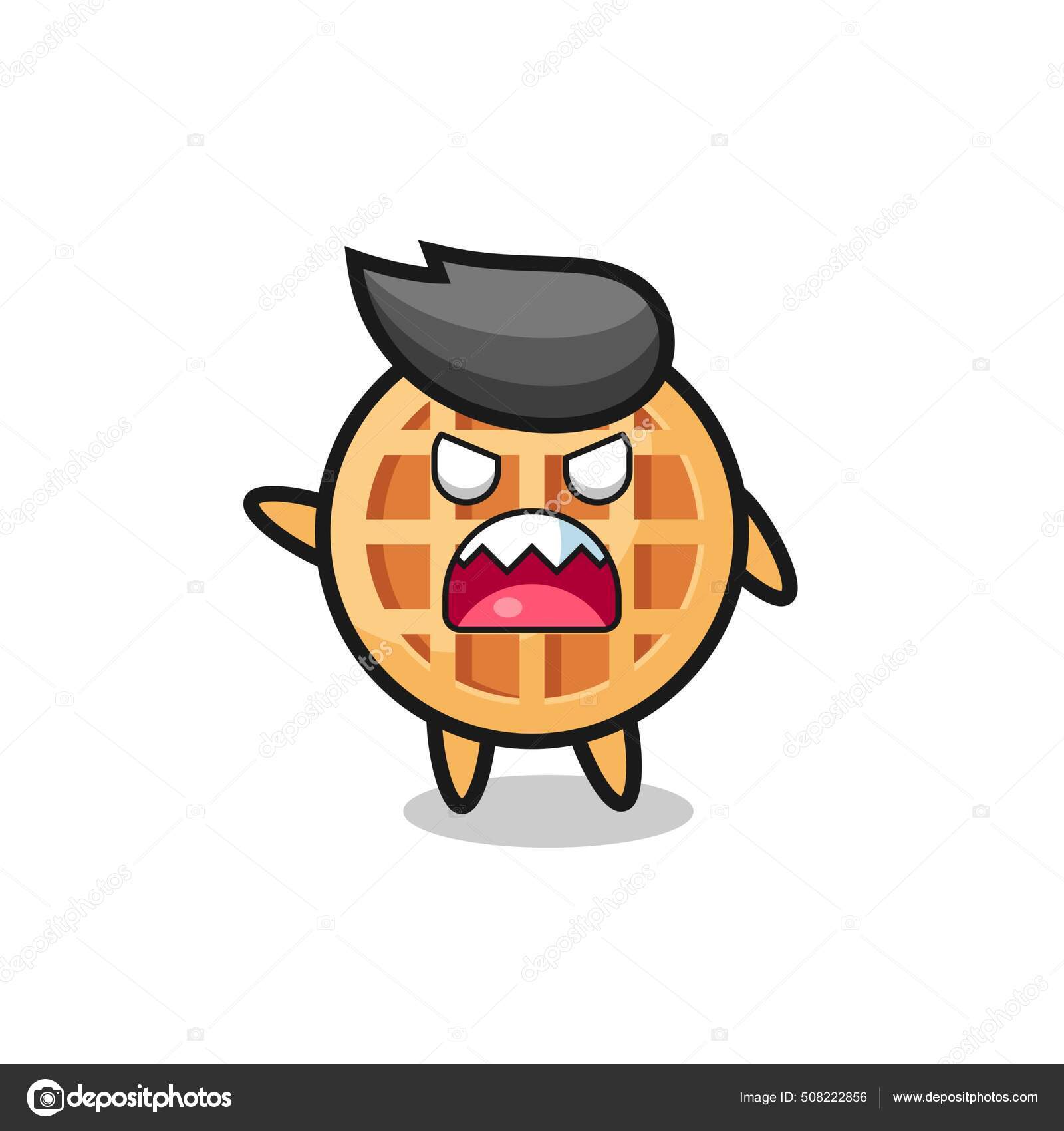 Cute Circle Waffle Cartoon Very Angry Pose Cute Design Stock Vector by ...