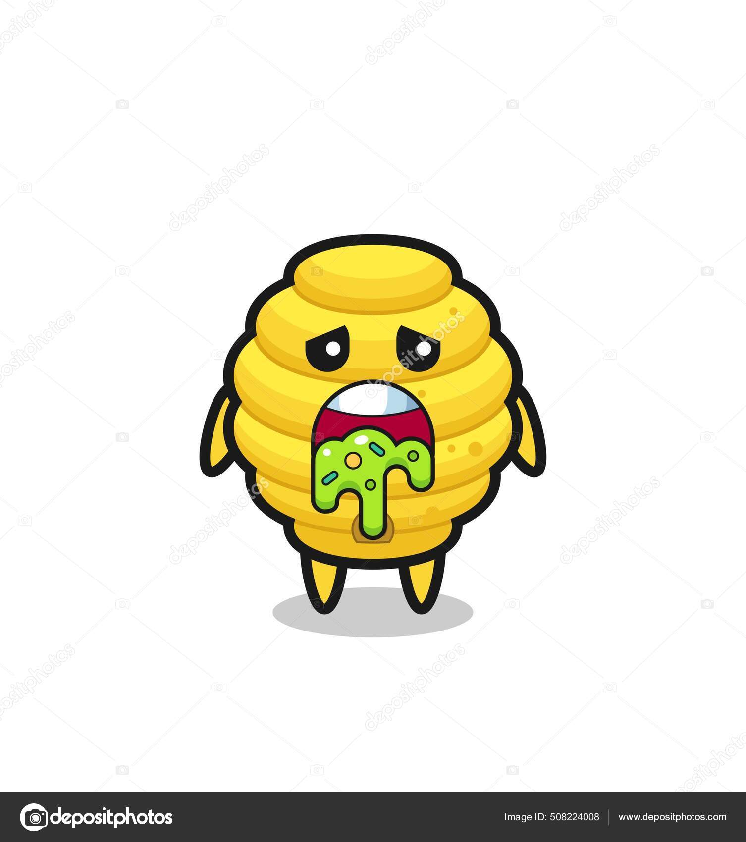 Lindo Personaje Colmena Abejas Con Vómito Lindo Diseño Vector de stock ...