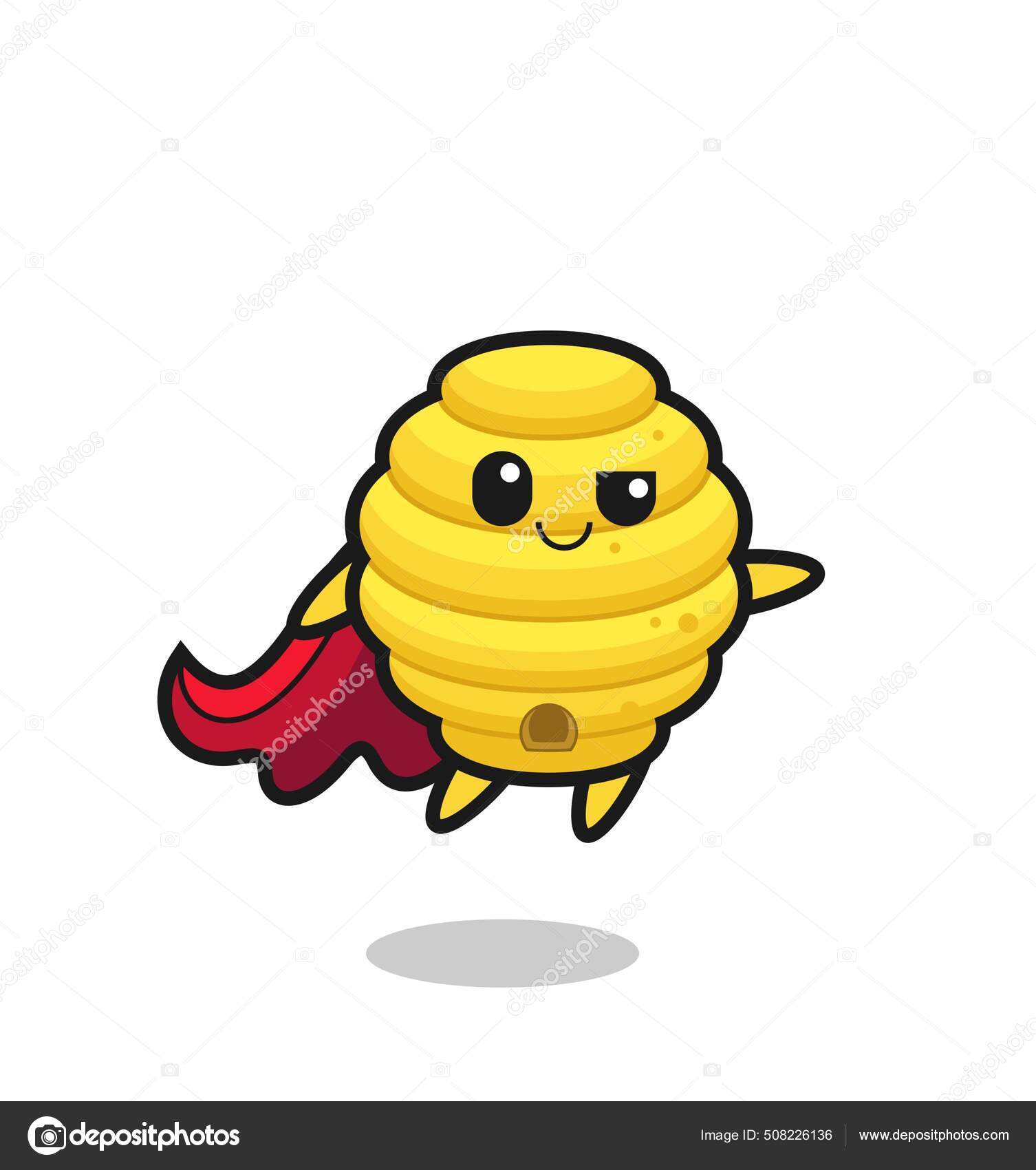 Lindo Personaje Colmena Superhéroe Está Volando Lindo Diseño Vector de ...