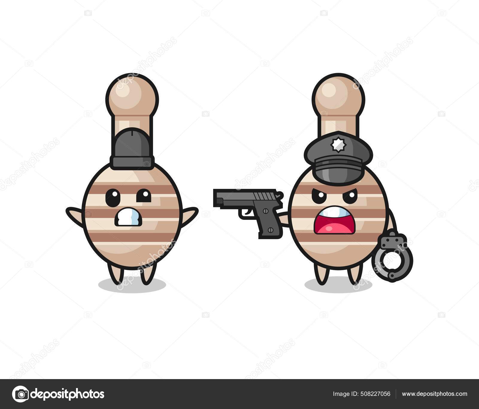 Illustration Honey Dipper Robber Hands Pose Caught Police Cute Design ...