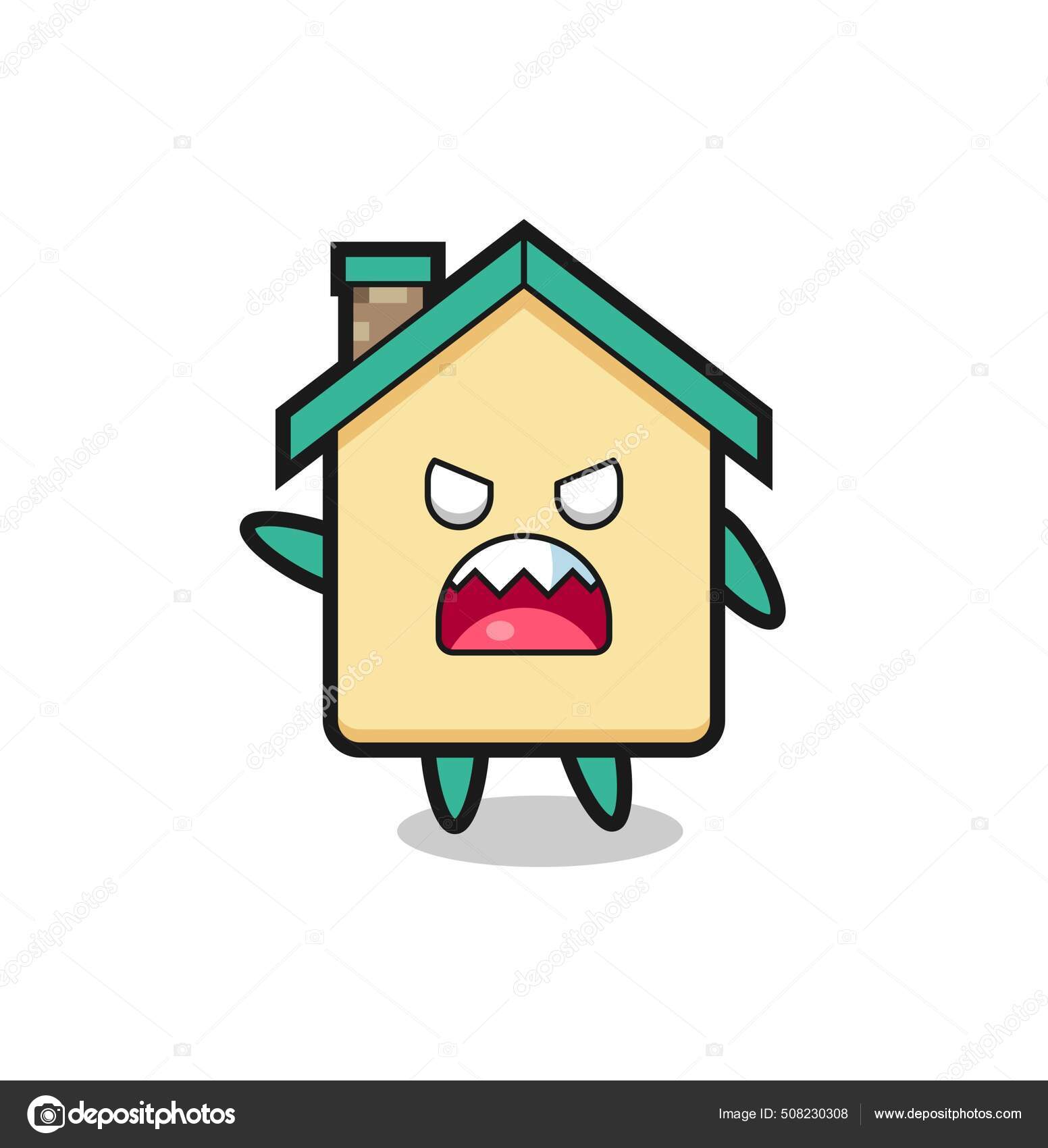 Cute House Cartoon Very Angry Pose Cute Design Stock Illustration by ...