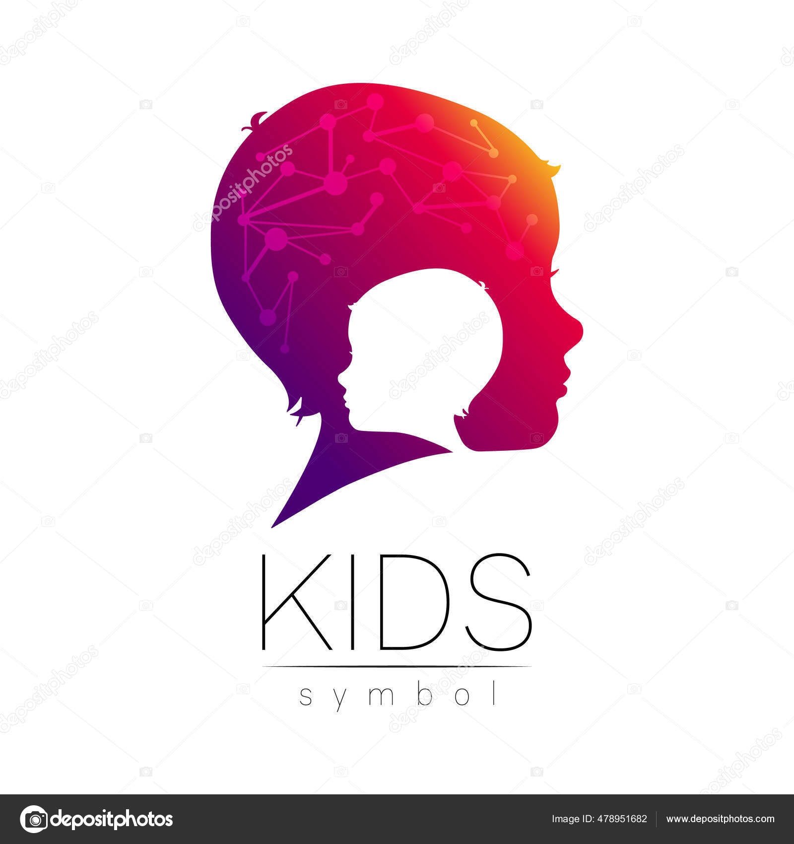 Kids Logo Design Vector Brand Identity Premade Logo Children School ...