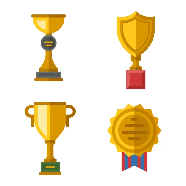 Vector trophy champion cup flat icon. Winner award medal and victory ...