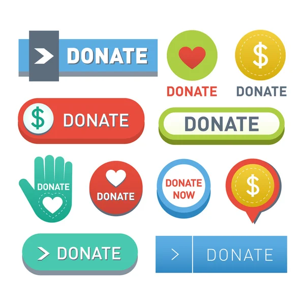 Donate buttons vector set illustration help icon donation gift charity ...