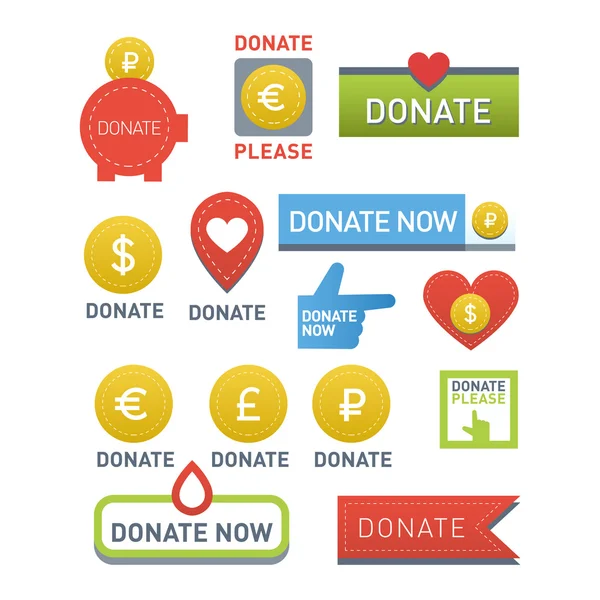 Donate buttons vector set illustration help icon donation gift charity ...