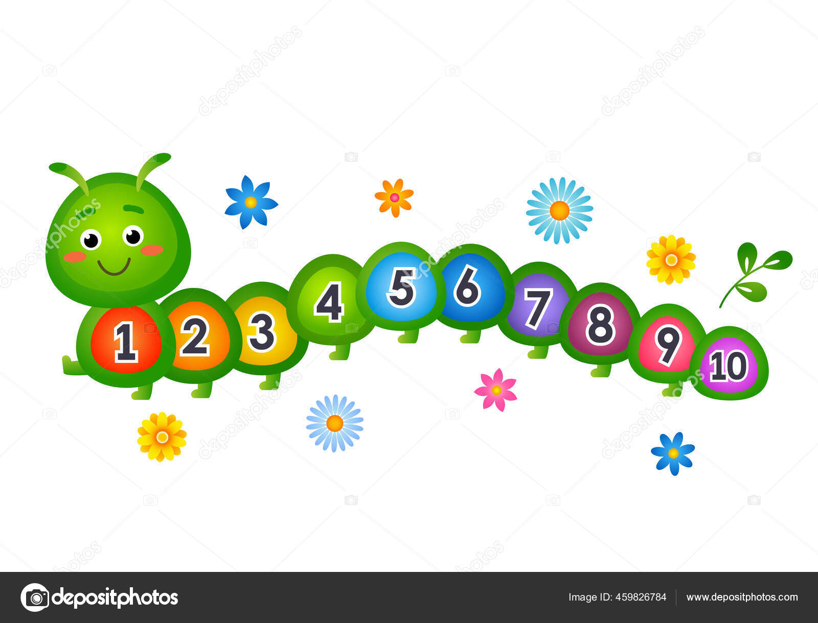 Asignación Estudio Para Niños Para Contar Hasta Oruga Linda Con Vector ...