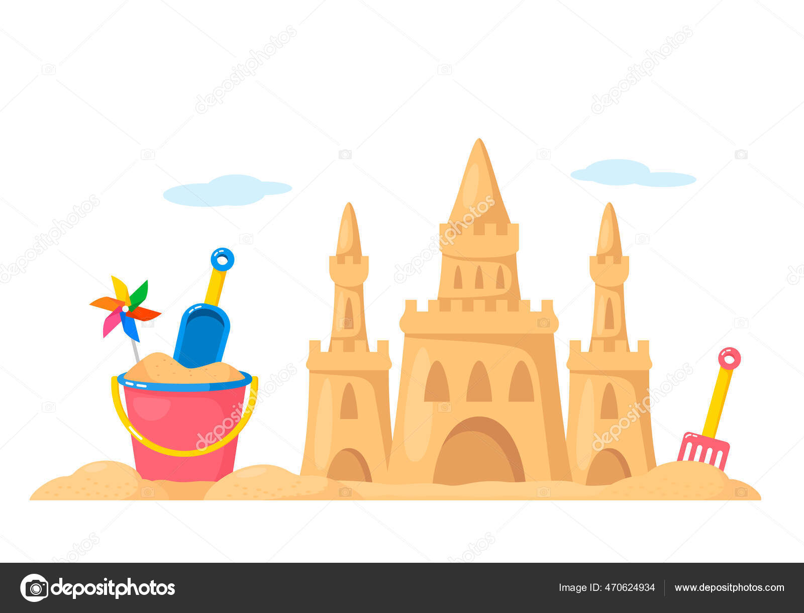 Sand Castle Baby Bucket Shovel Beach Concept Vacation Travel Children ...