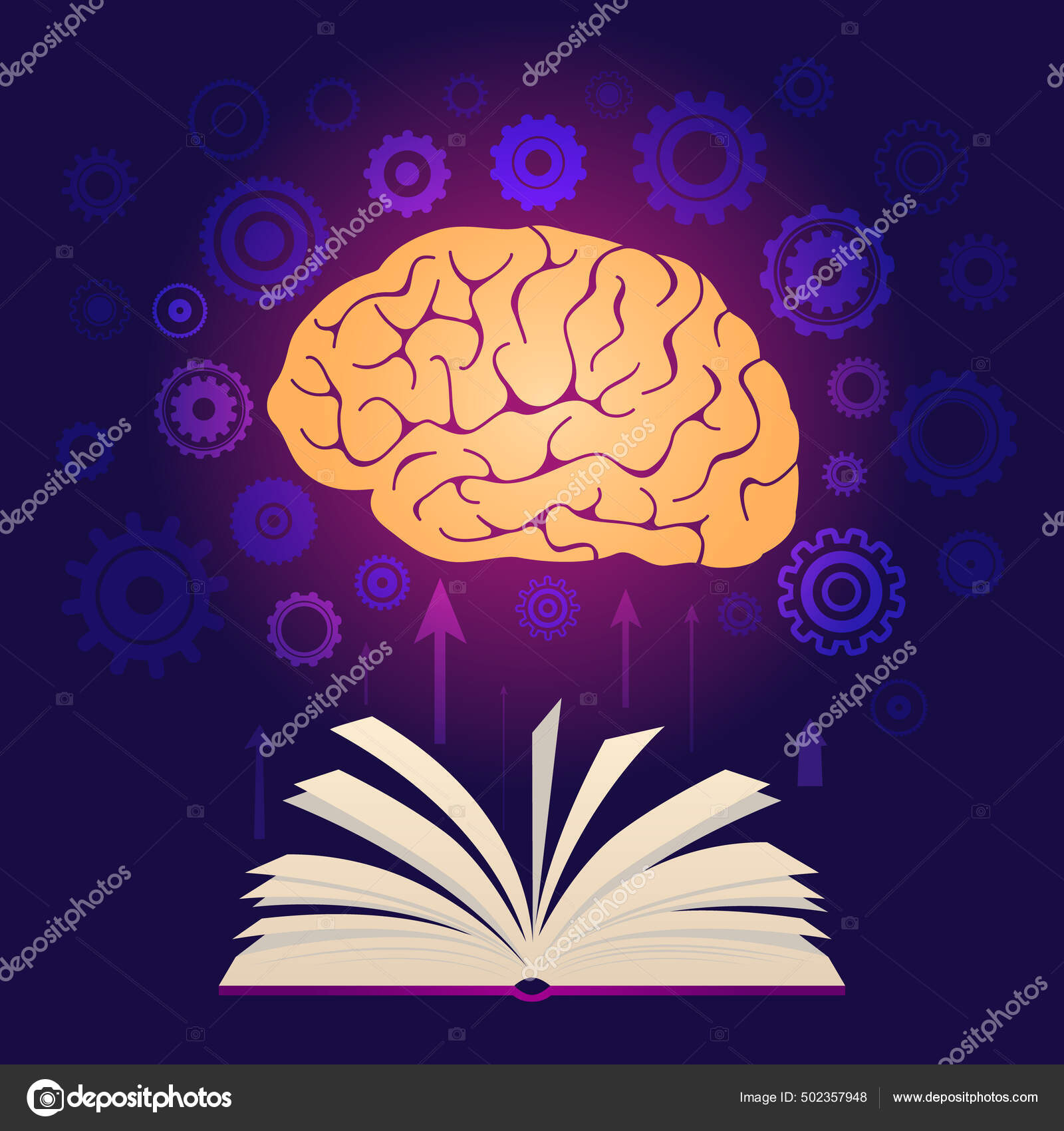 Human Brain Receives Knowledge Information Book Concept Learning Self ...