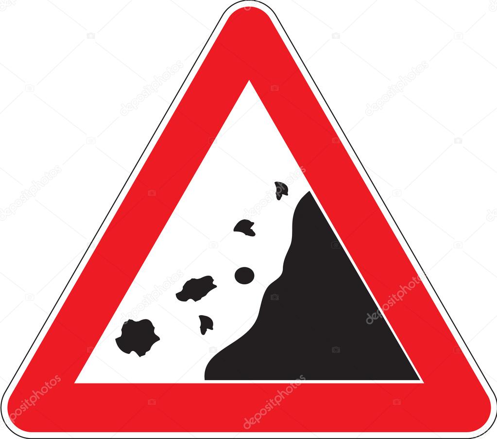 Falling rocks warning sign | Warning signs Falling rocks — Stock Vector ...