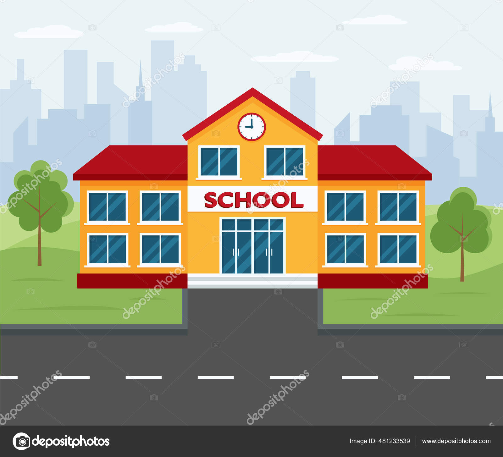 Vektor Ilustrasi Sekolah Kembali Sekolah Berwarna Warni Gaya Kartun Eps Vektor Stok oleh ...