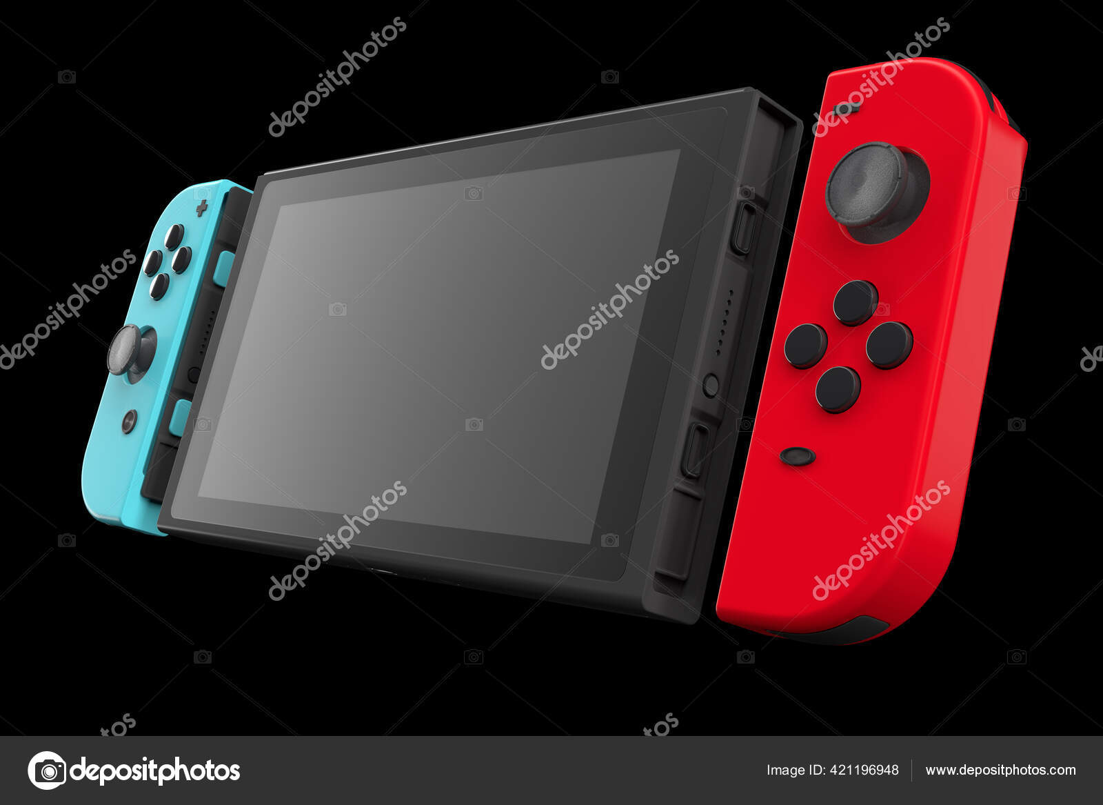 Realistic Video Game Controllers Attached Touch Screen Isolated Black ...