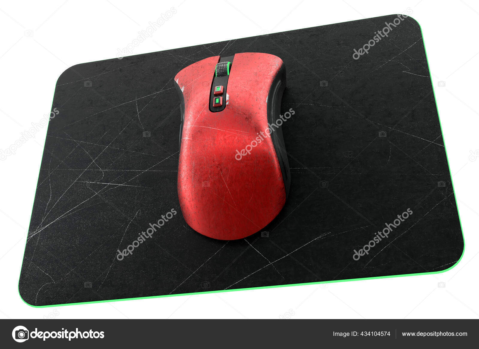 Used Metal Red Gaming Mouse Scratches Professional Pad Isolated White ...