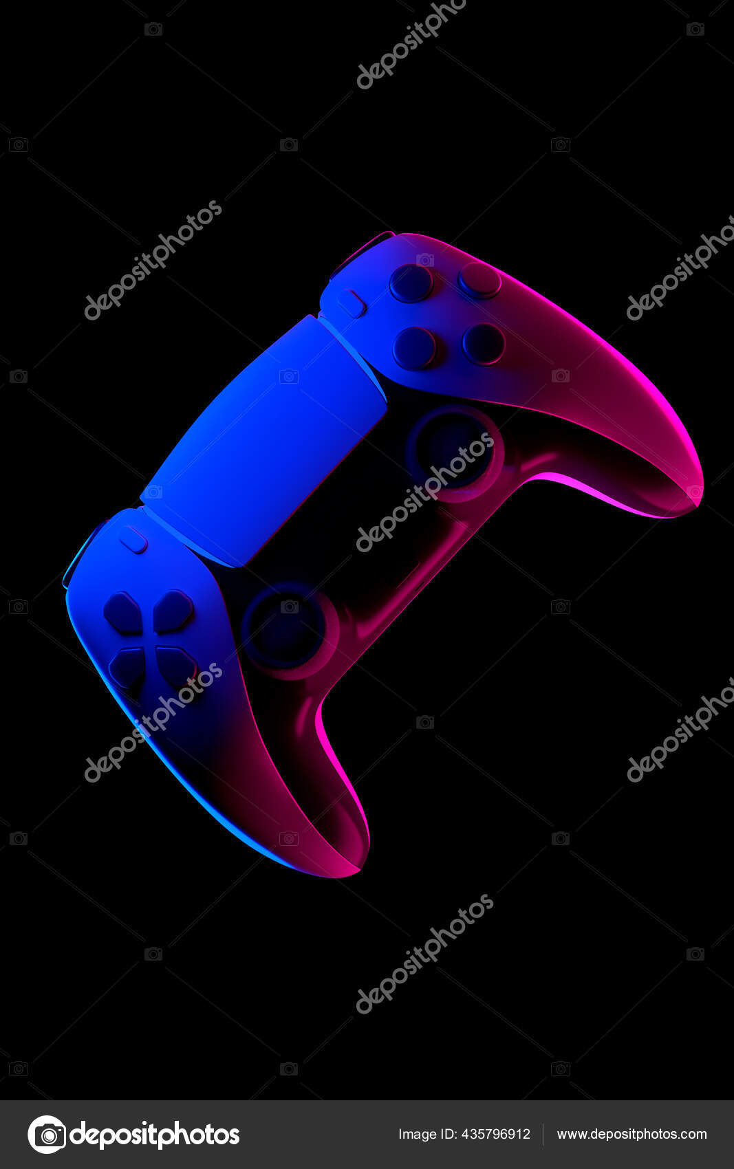 Realistic Video Game Controller Neon Lights Black Noir Background ...