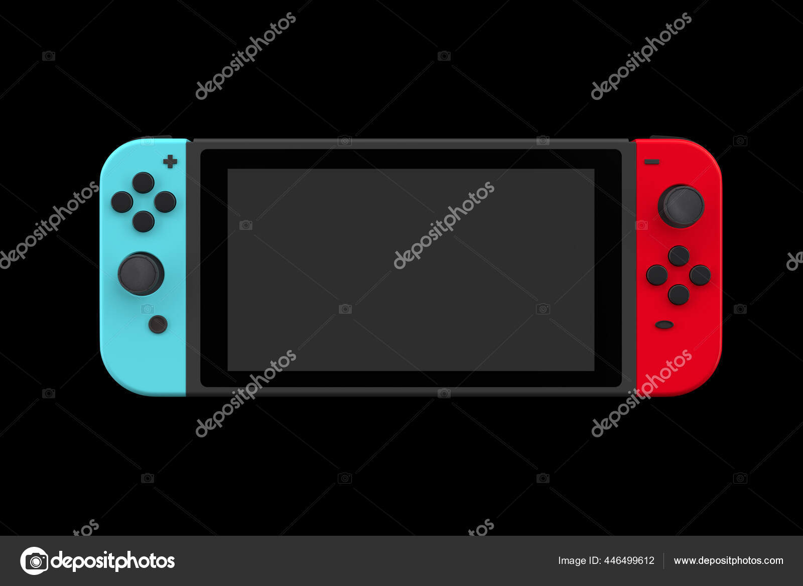 Realistic video game controllers attached to touch screen isolated on ...