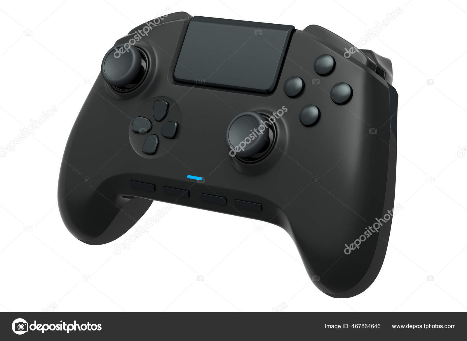 Realistic black video game controller on white background — Stock Photo ...