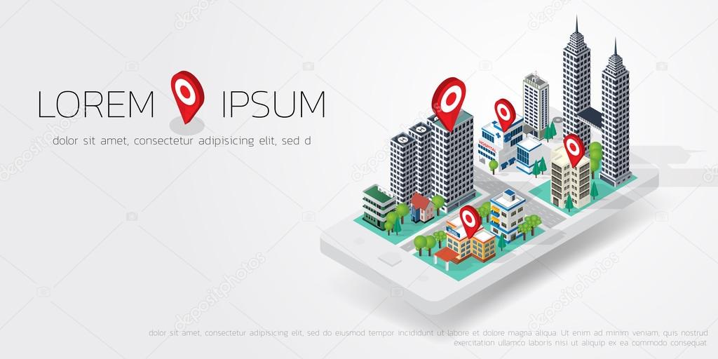 Flat map GPS navigation Stock Vector Image by ©pattarasin #115335334