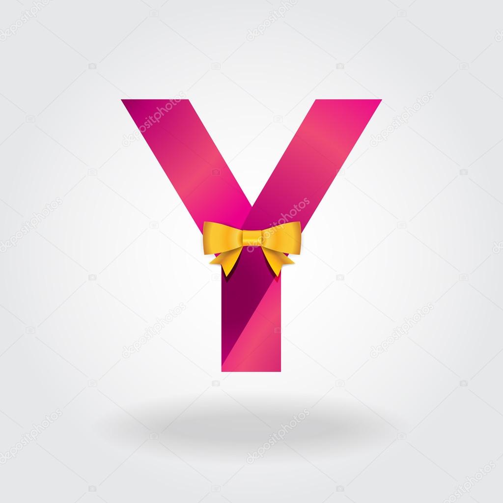 Pink letter and gold ribbon Stock Vector by ©pattarasin 115472158